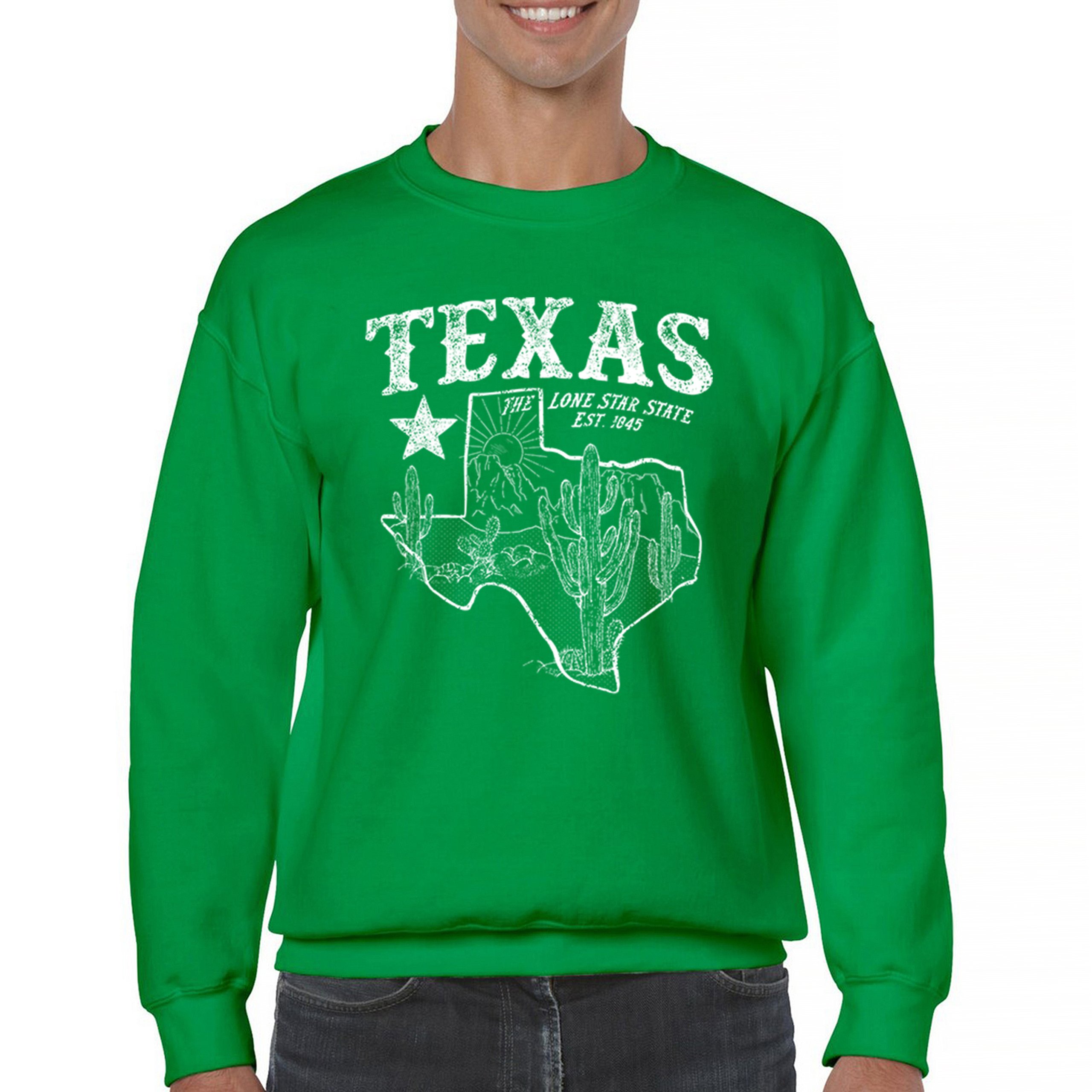 Texas Lone Star State Desert Map Sweatshirt Vintage Sunset Western ...