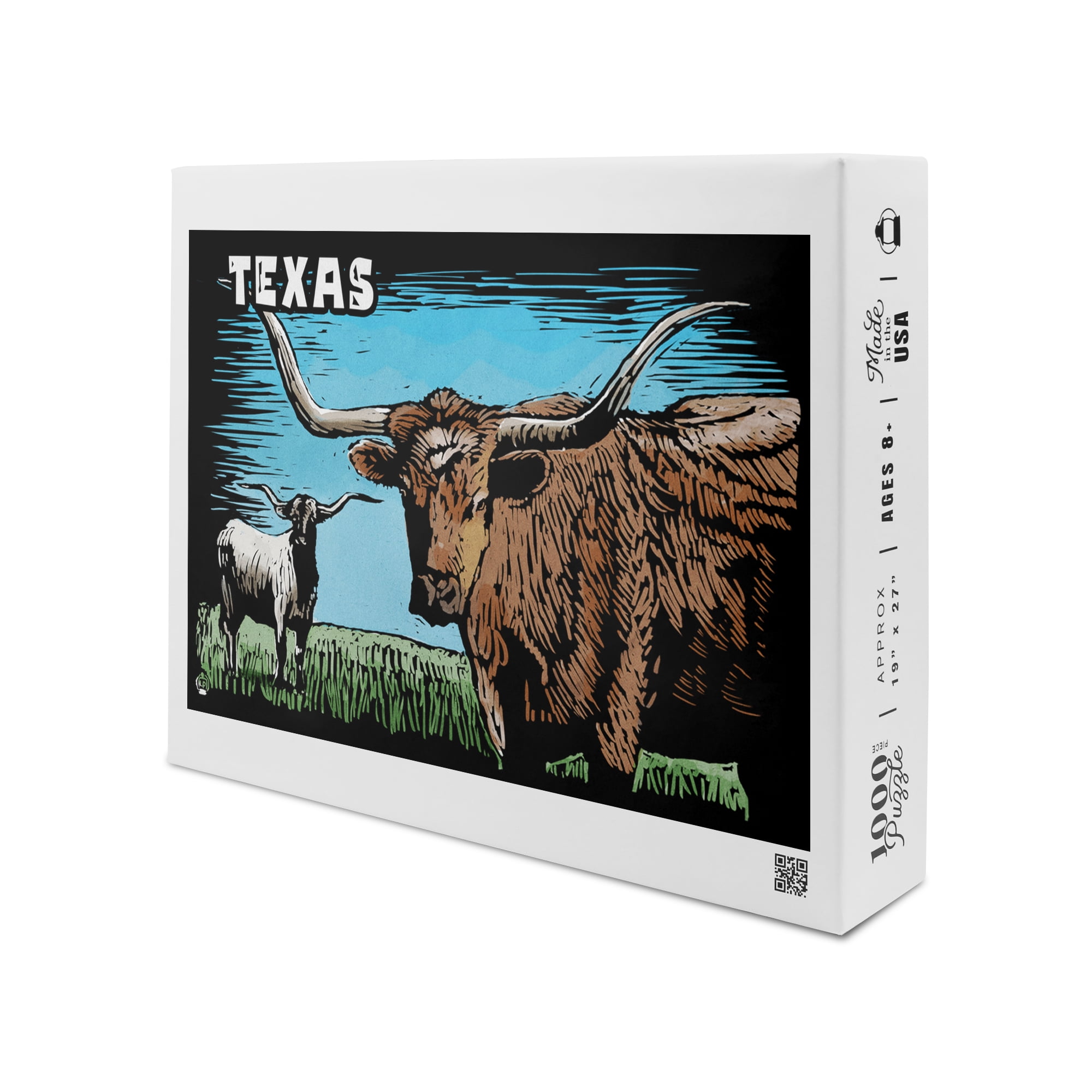 Texas, Longhorn, Scratchboard (1000 Piece Puzzle, Size 19x27 ...