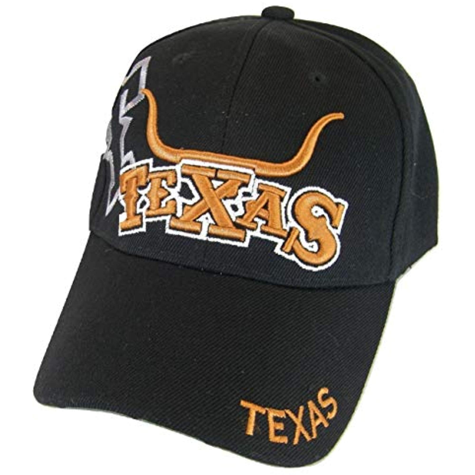 Texas Longhorn & State Flag Adjustable Baseball Cap (Black) - Walmart.com