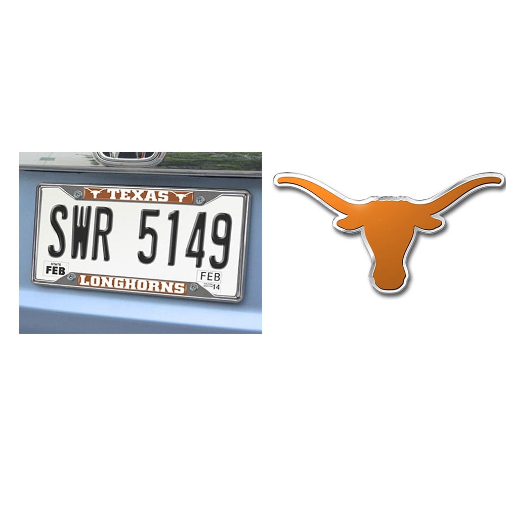 Texas Longhorns Chrome Metal License Plate Frame And Color Aluminum ...