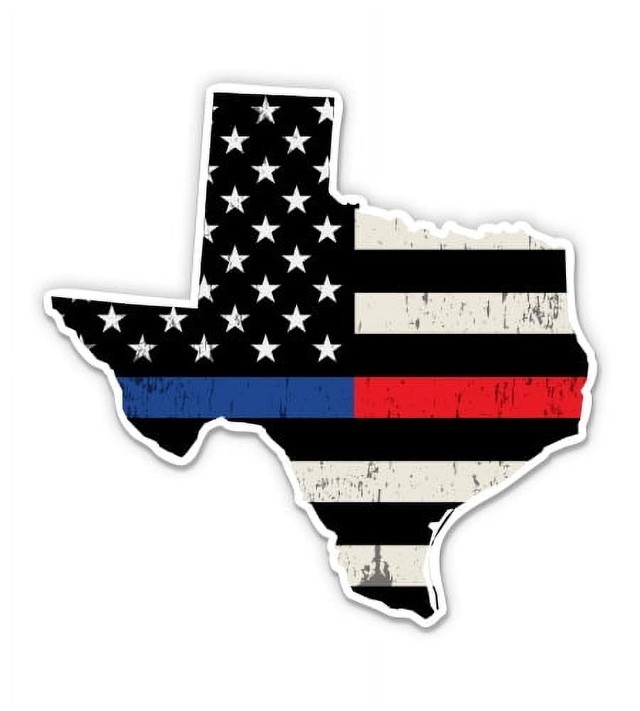 Texas Map Police Firefighter Flag - 12" Vinyl Sticker Waterproof Decal ...