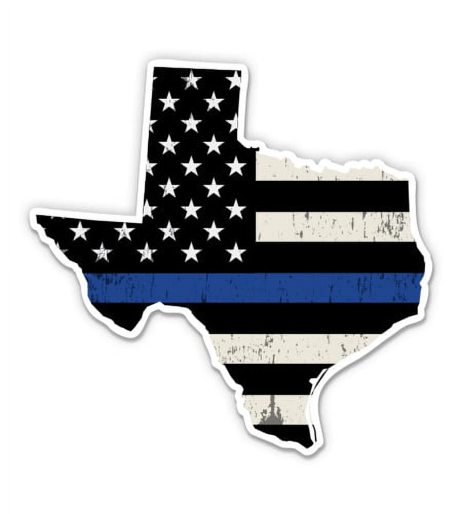 Texas Map Police Flag - 3" Vinyl Sticker - For Car Laptop I-Pad Phone ...