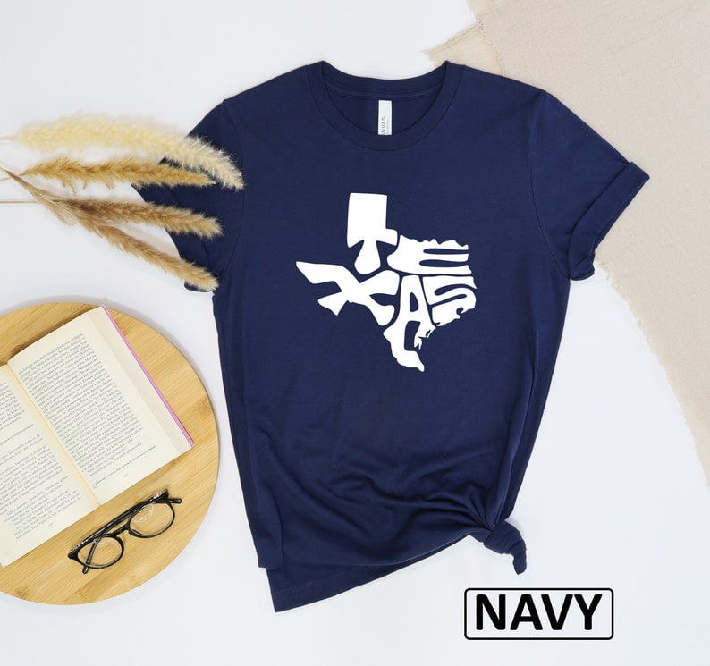 Texas Map Tshirt, Texas Lettering Map Shirt, Texas Map Gift T-Shirt ...