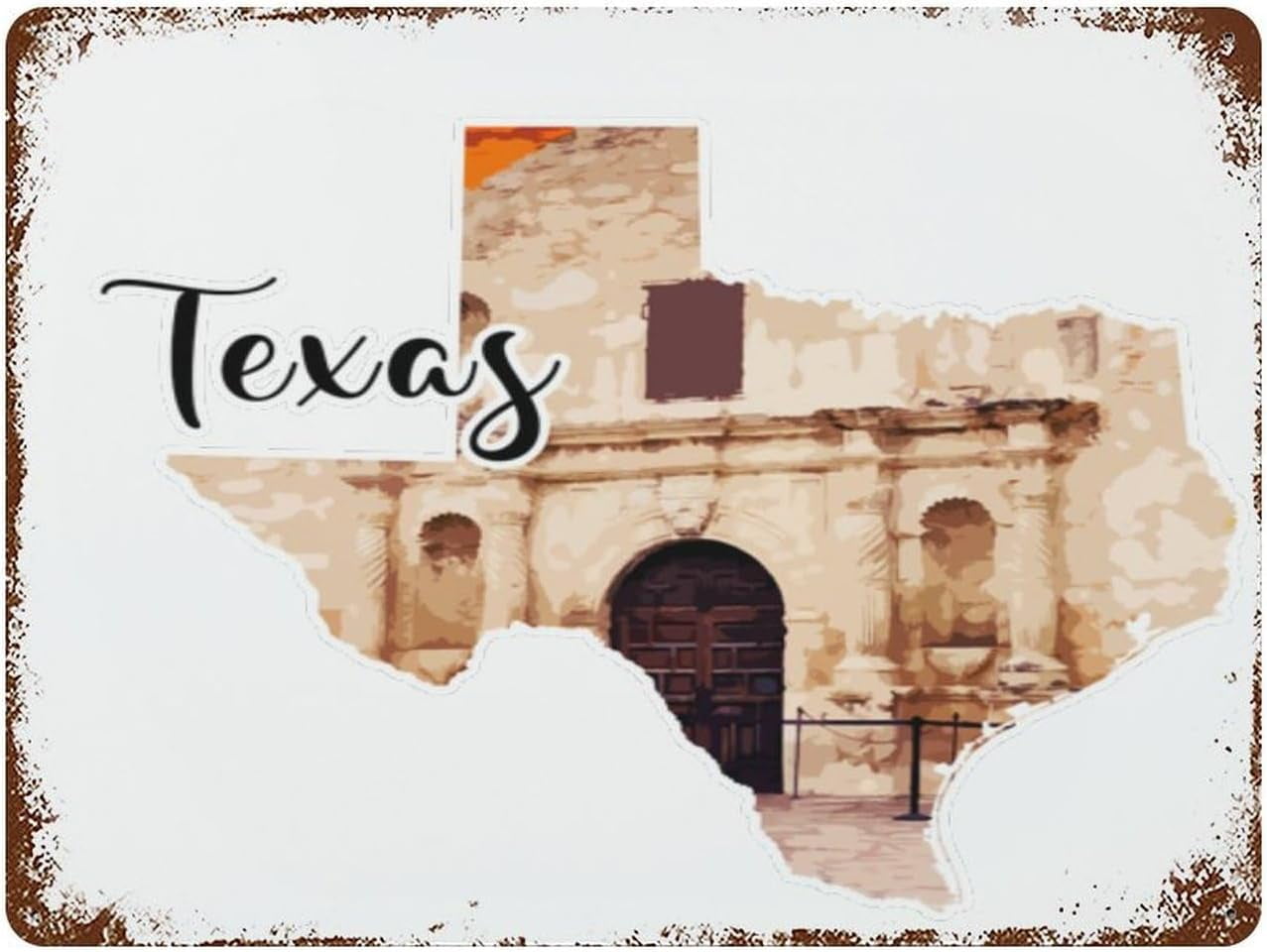 Texas Metal Tin Sign USA America Map Outline Flag Funny Novelty Home ...