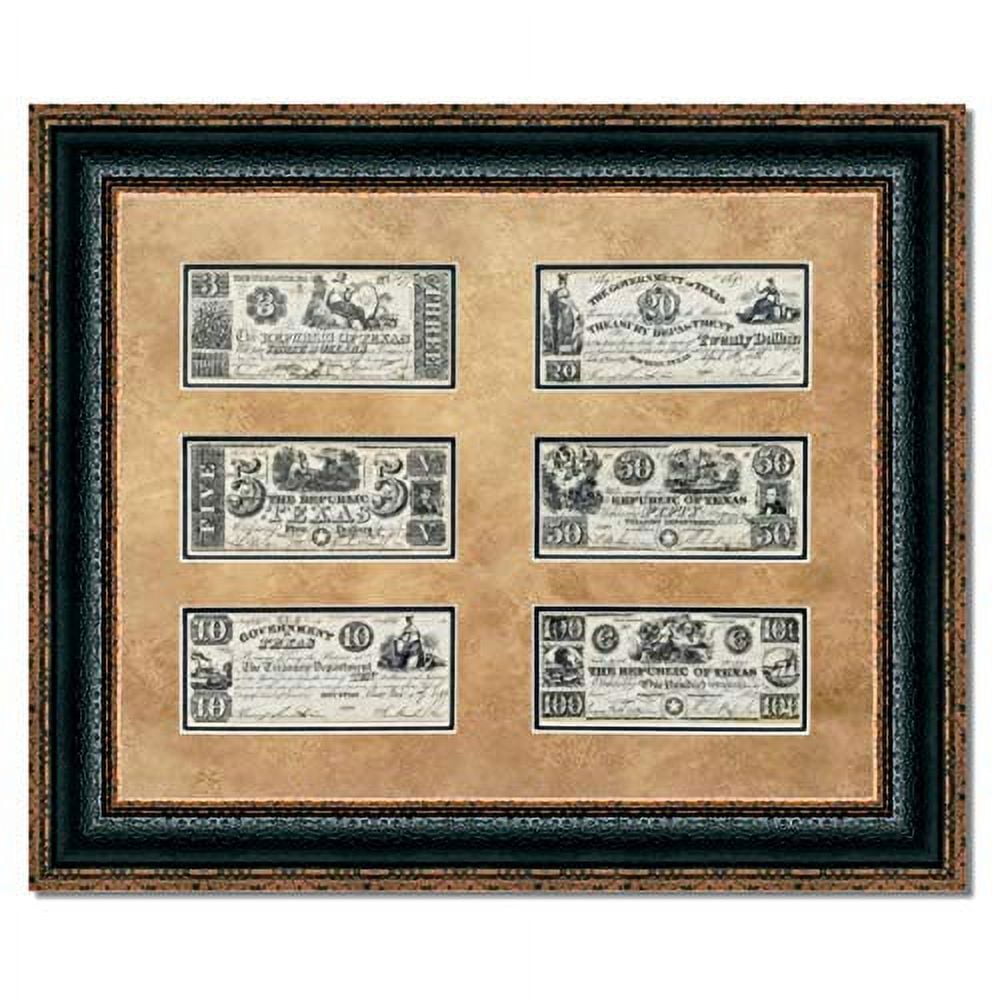 Wall Art Giant Framed Historic Texas Currency, Double Mat Acrylic ...