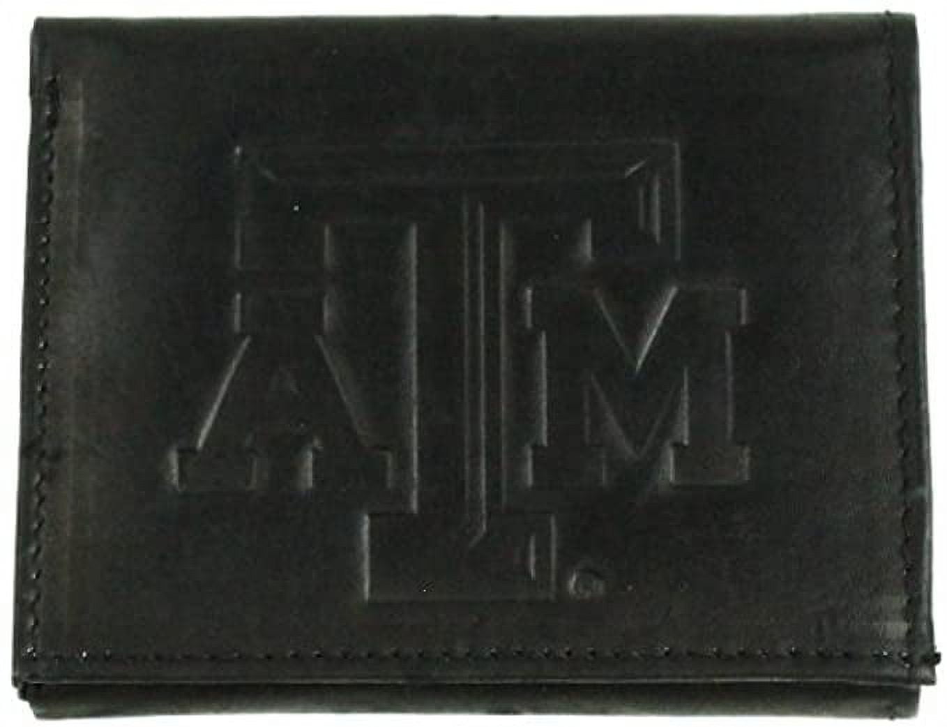 Texas A&M NCAA Aggie's Embossed Trifold Wallet - Black Leather - with ...