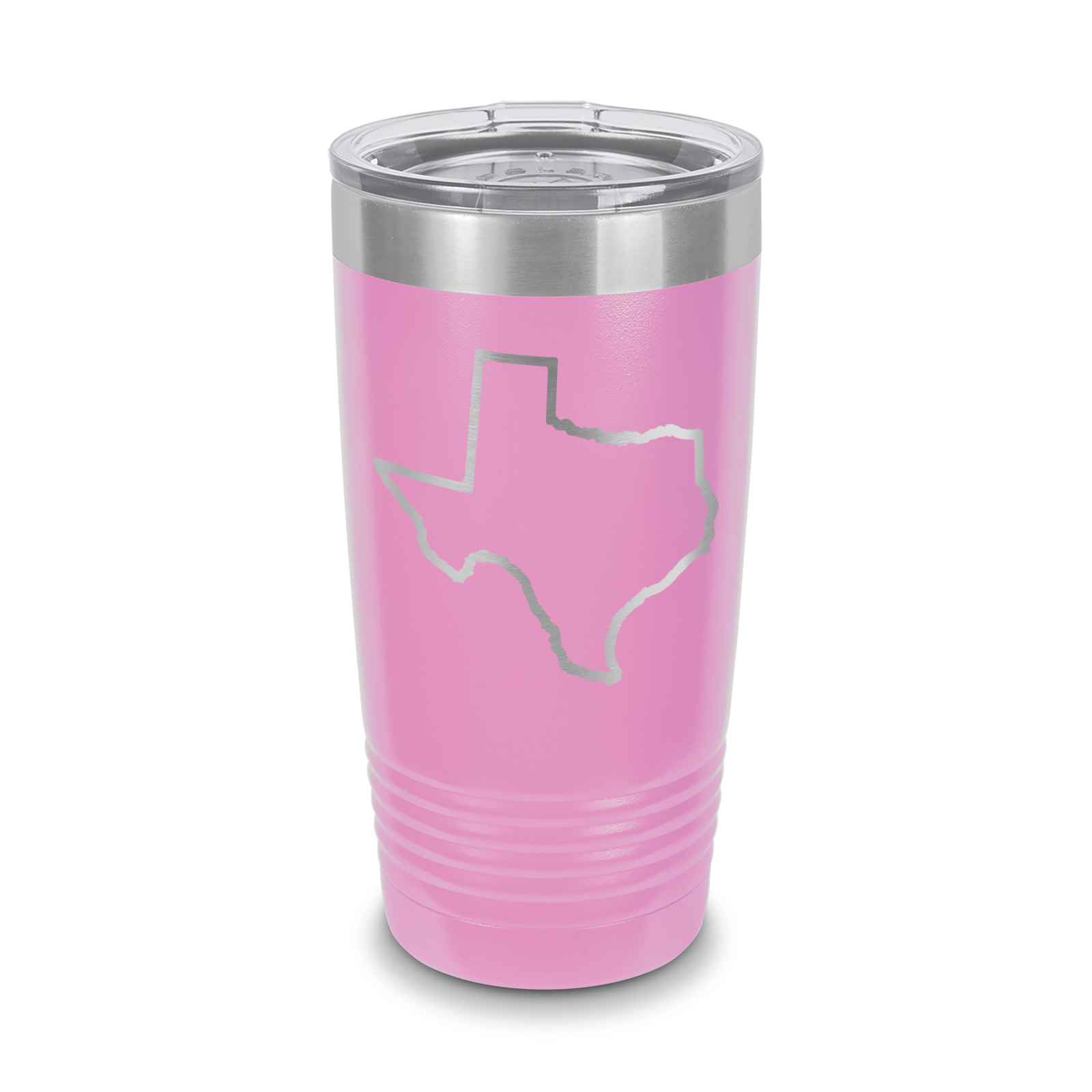 Texas Outline Tumbler 20 oz - Laser Engraved w/ Clear Lid - Stainless ...