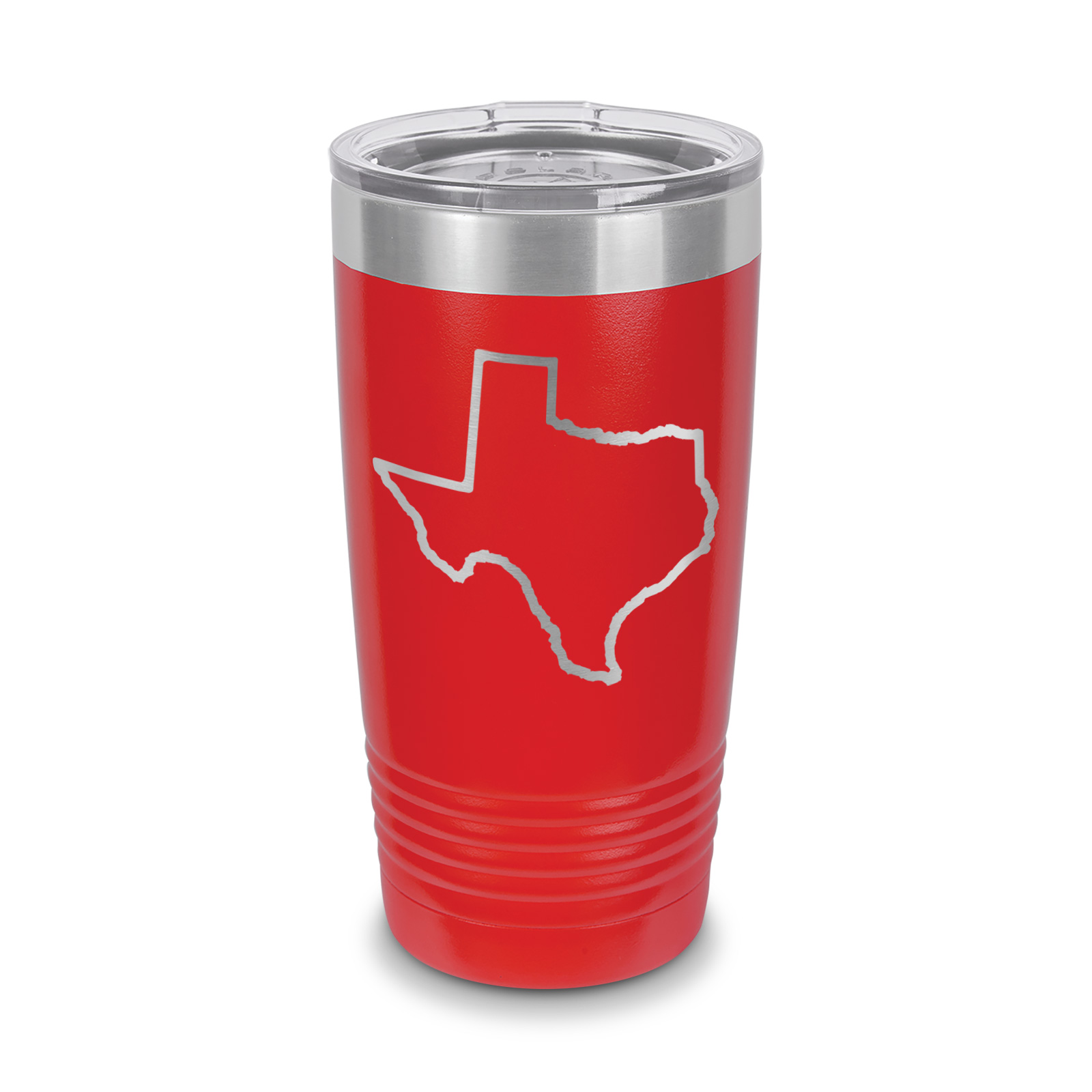 Texas Outline Tumbler 20 oz - Laser Engraved w/ Clear Lid - Stainless ...
