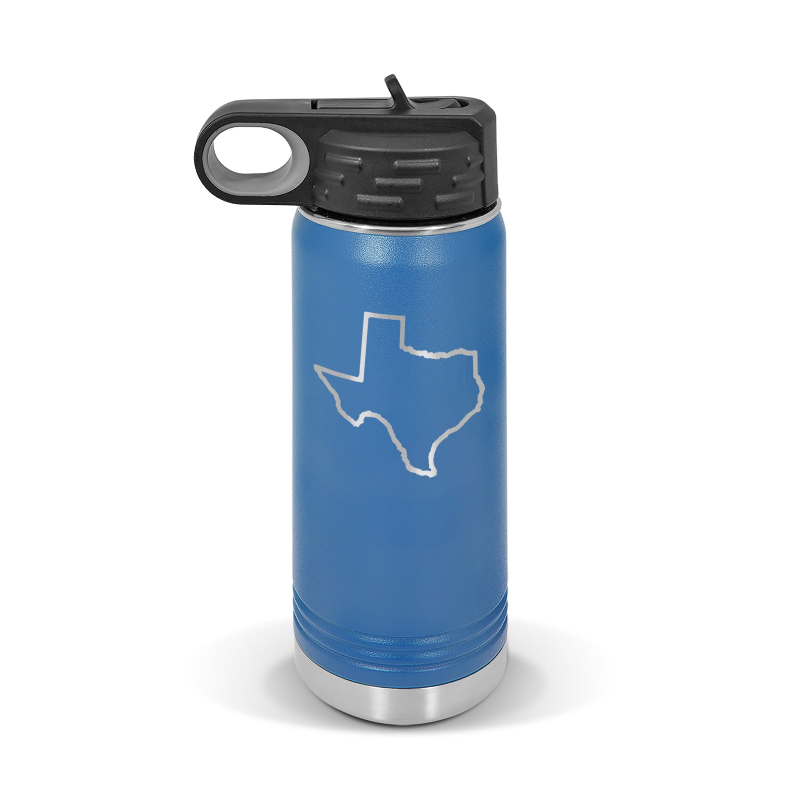 Texas Outline Water Bottle 20 oz - Laser Engraved w/ Flip Top Removable ...