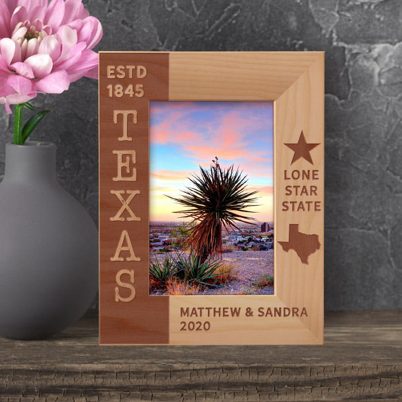 Texas Personalized Wooden Frame 4" x 6" Brown (Vertical) - Walmart.com