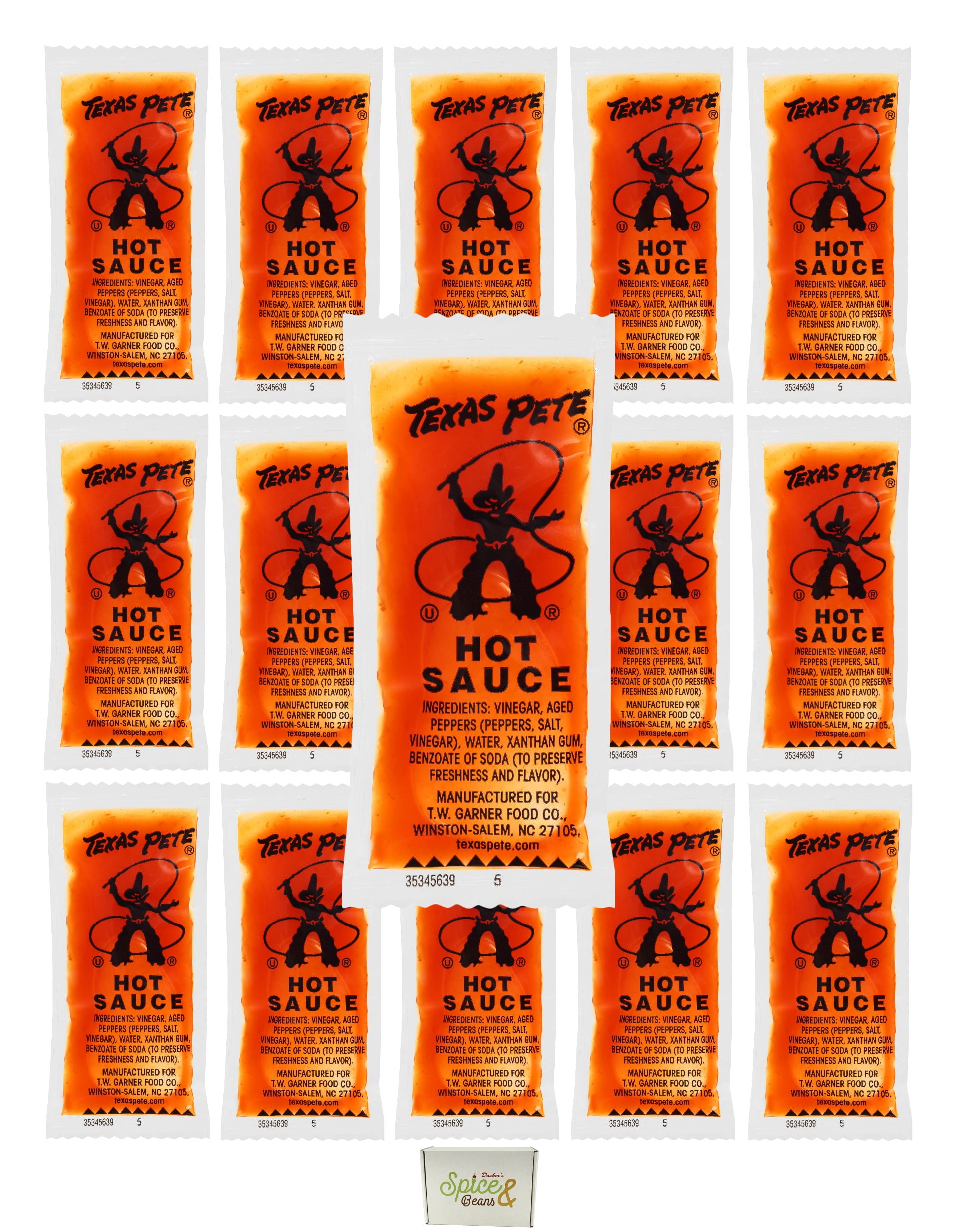 Texas Pete Hot Sauce Portion Packets, 7 Gram, Spicy Medium Heat, Pack ...