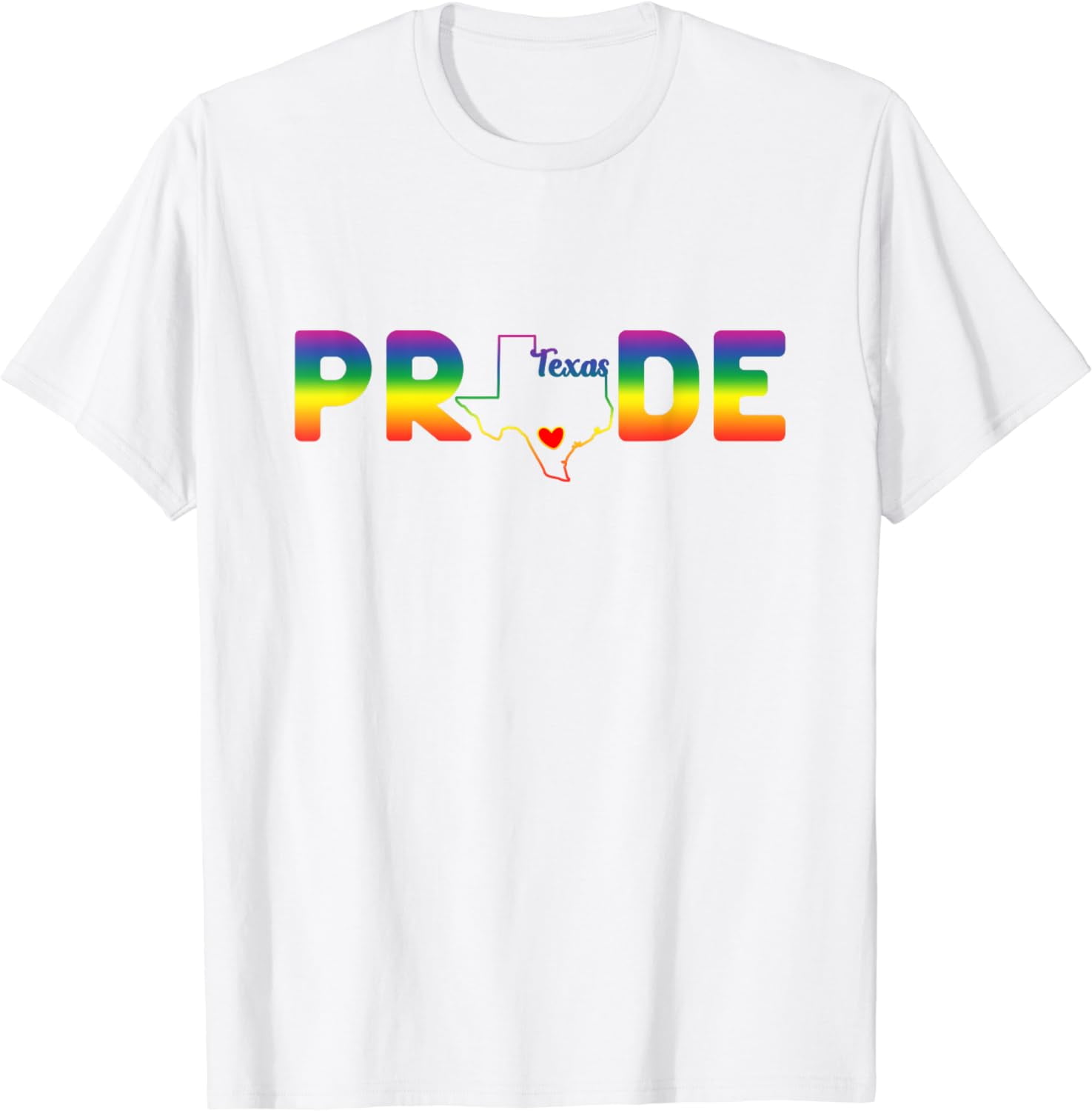 Texas Pride with State Outline in Rainbow Colors T-Shirt - Walmart.com