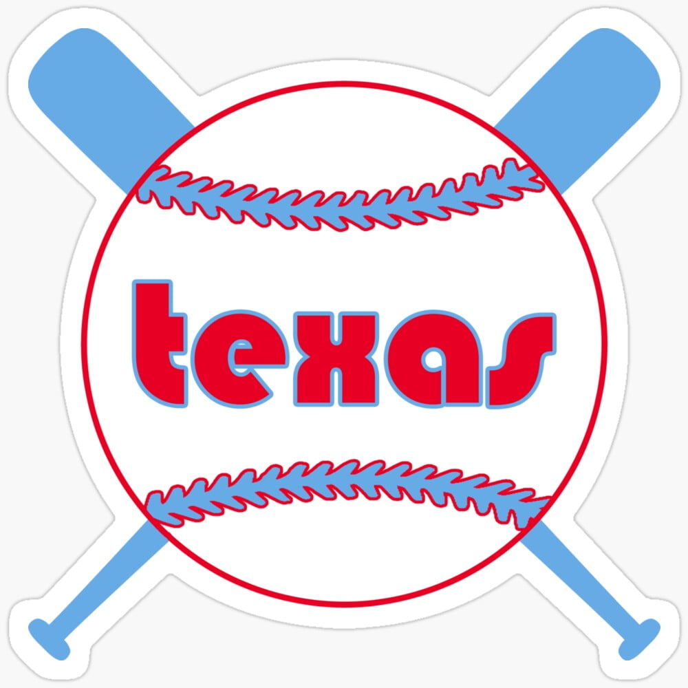 Texas Retro Throwback Baseball With Crossed Bats Sticker Phone Decal ...
