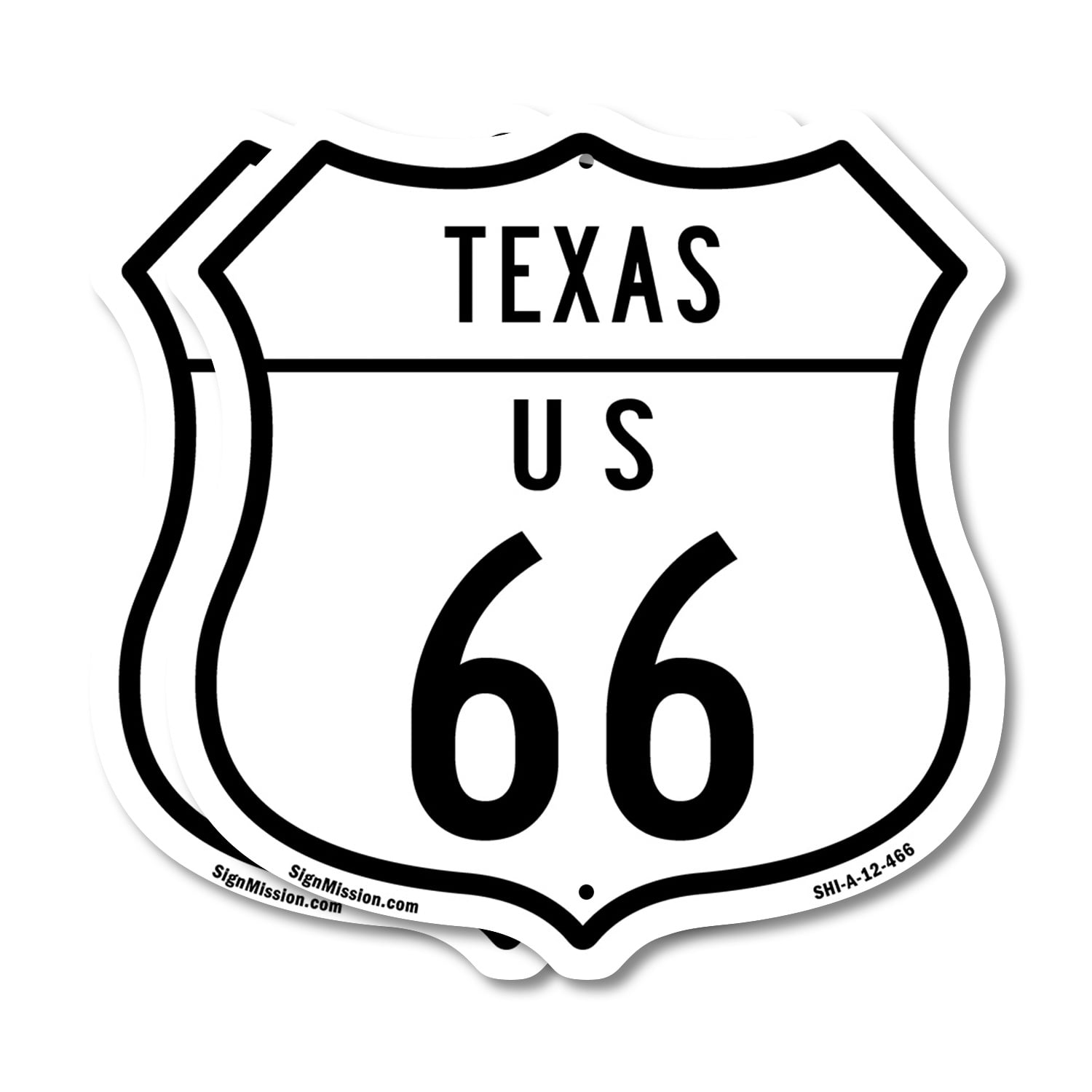 Texas Route Marker Shield Sign Us 66 (2 Pack) 12 inch X 12 inch Shield ...