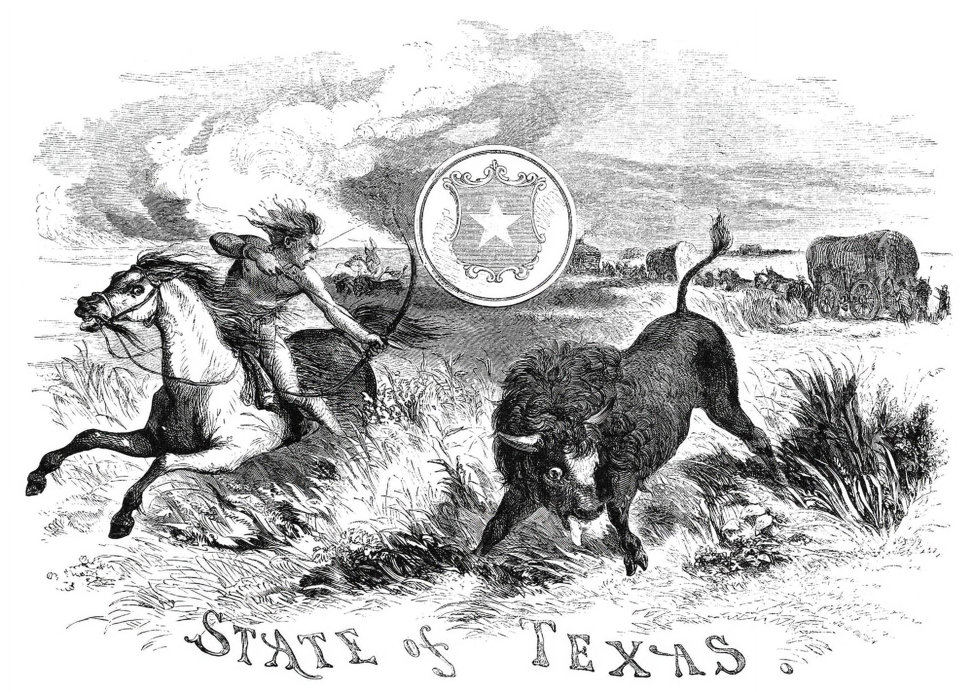 Texas Scene, 1855. /Nstate Of Texas. Wood Engraving, American, 1855 ...