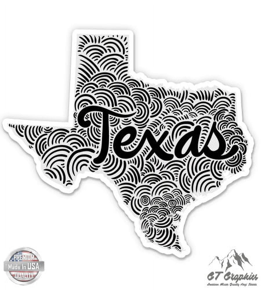 Texas Shape Cute Letters Native Local - 3" Vinyl Sticker - For Car ...