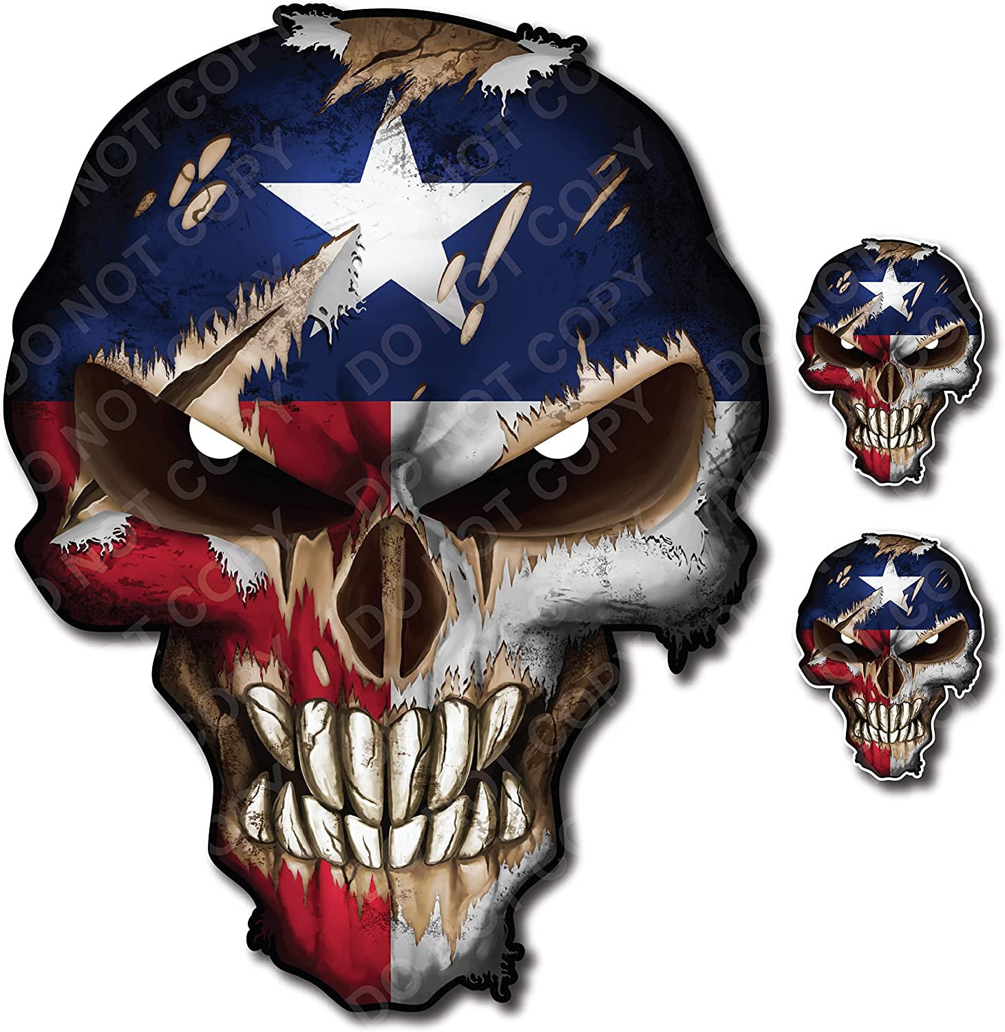 Texas Skull Decal with Reflective Eyes– Premium Skull Stickers for ...