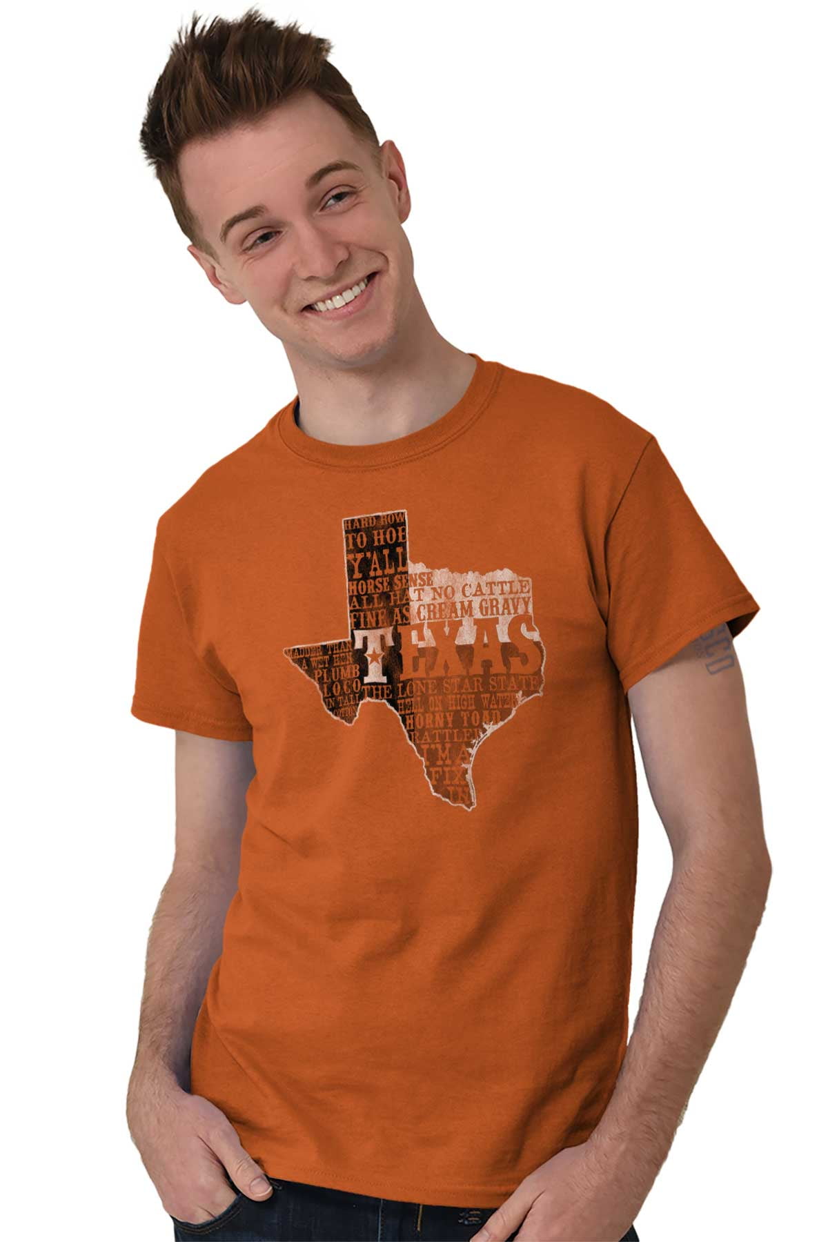 Texas Slang Funny State Shape TX Men's Graphic T Shirt Tees Brisco ...