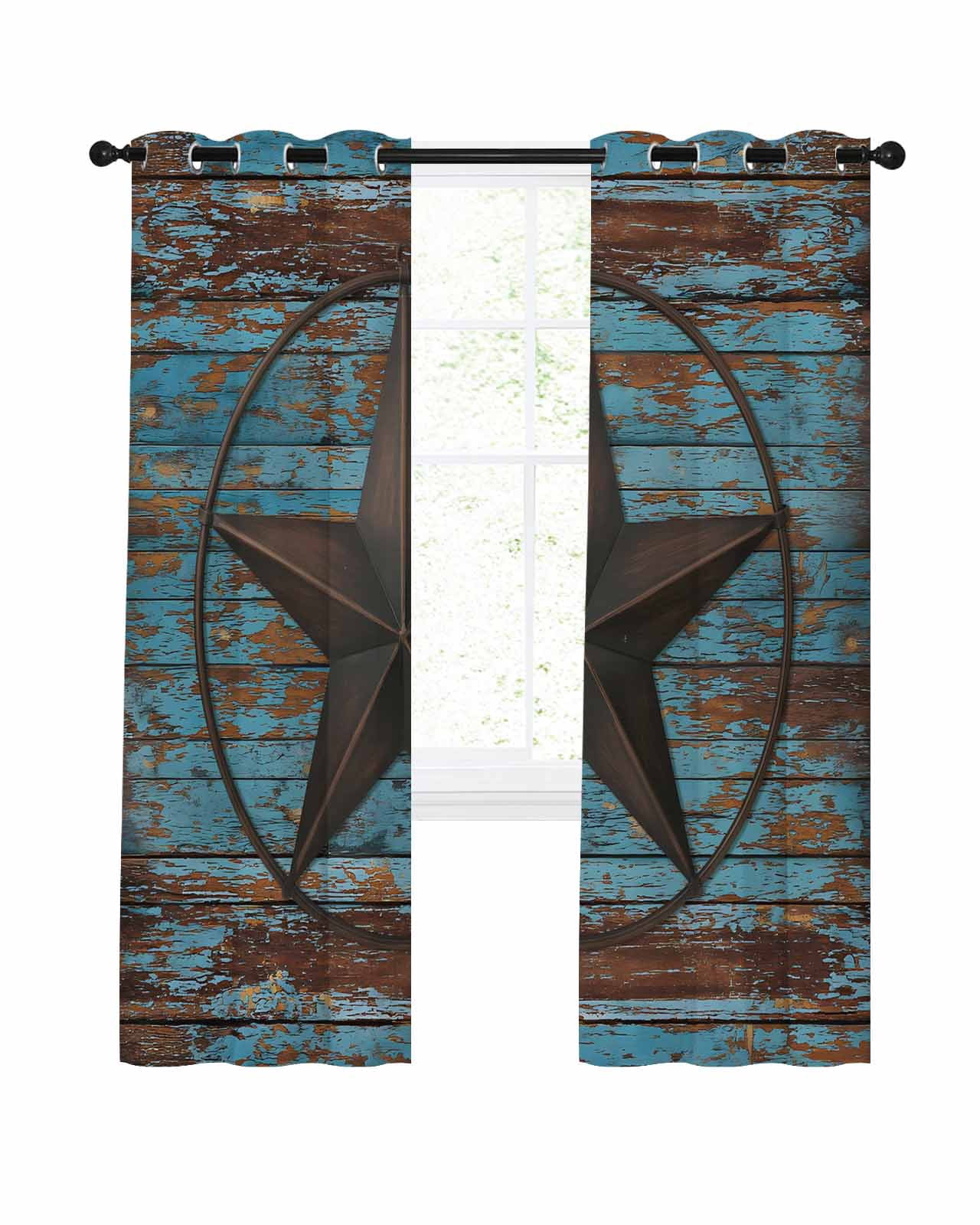 Texas Star Brown Blackout Curtains, Light Blocking Print Window ...