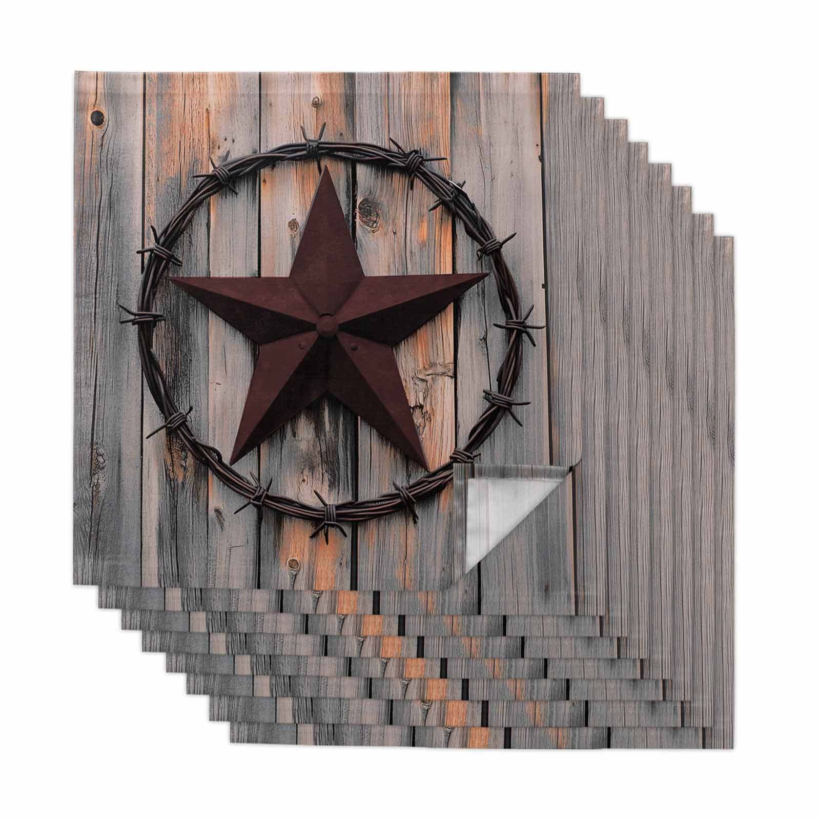 Texas Star Brown Cloth Napkins, Farmhouse Country Western Brown Wooden ...