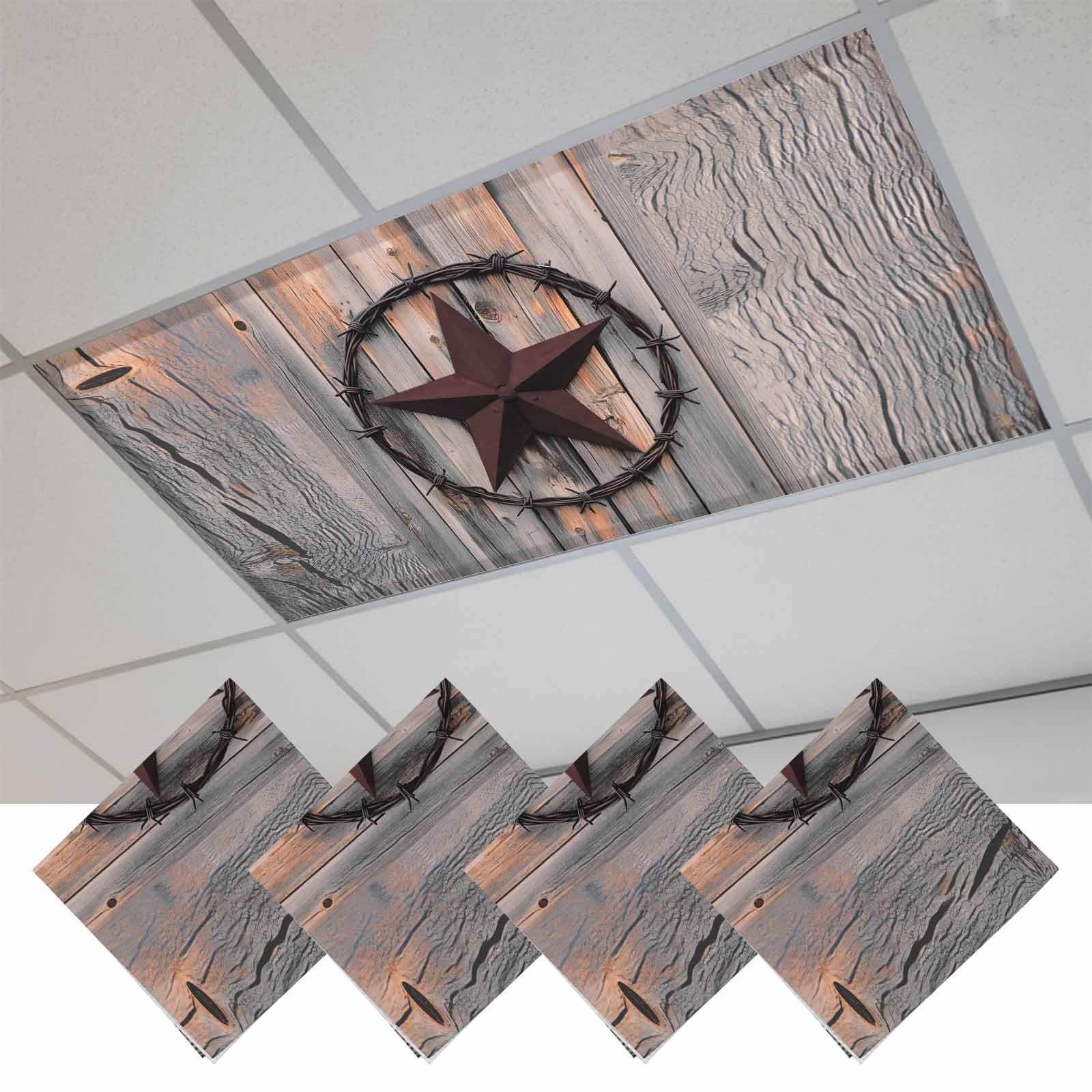 Texas Star Brown Fluorescent Light Covers, Farmhouse Country Western ...