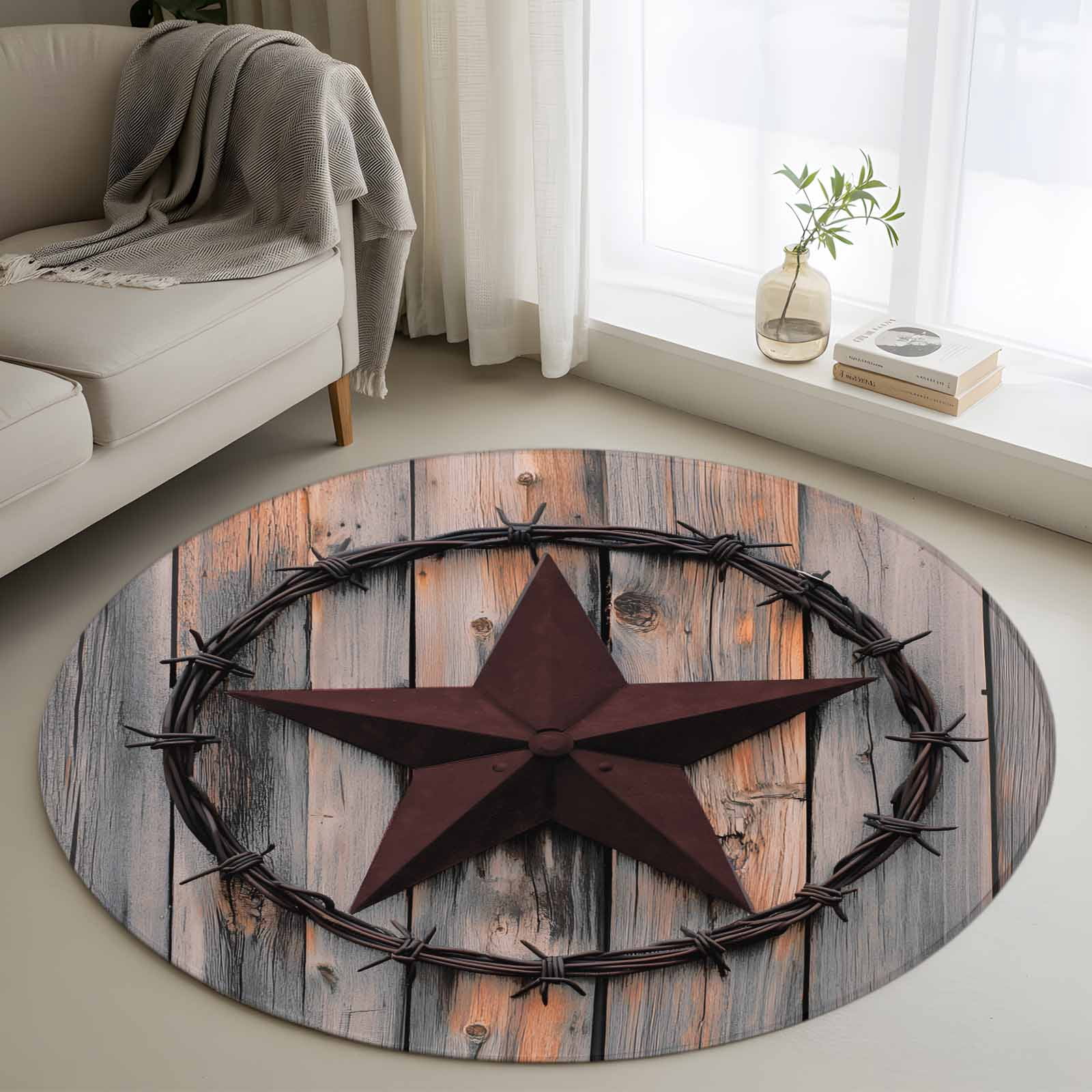 Texas Star Brown Round Area Rug 3 FT,Small Kitchen Bathroom Mats ...