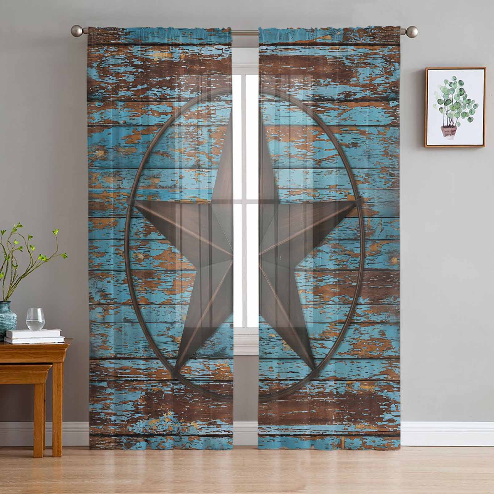 Texas Star Brown Sheer Curtains 72 Inches Long 2 Panels Set, Window ...