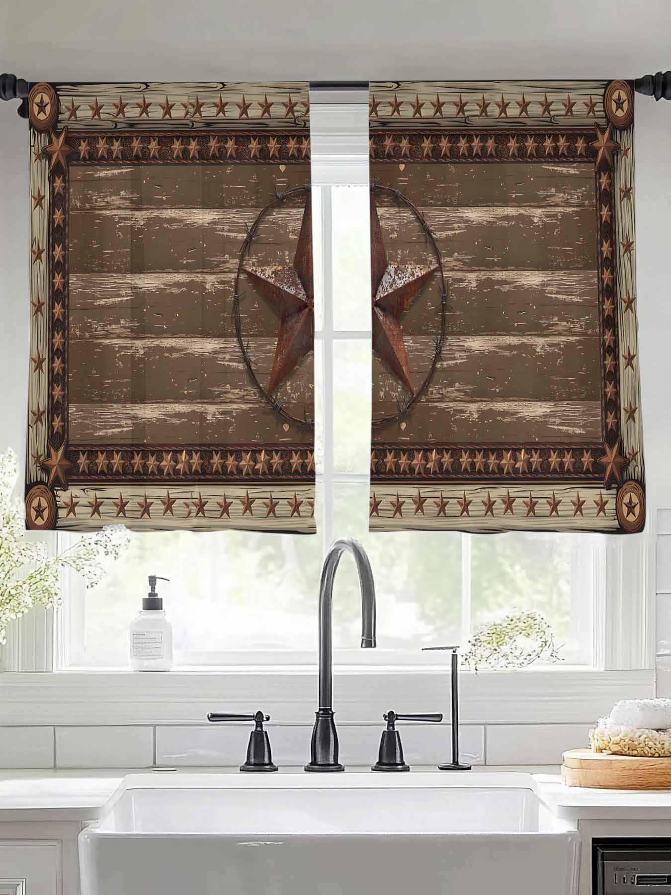 Texas Star Brown Sheer Curtains for Living Room Bedroom Farmhouse ...