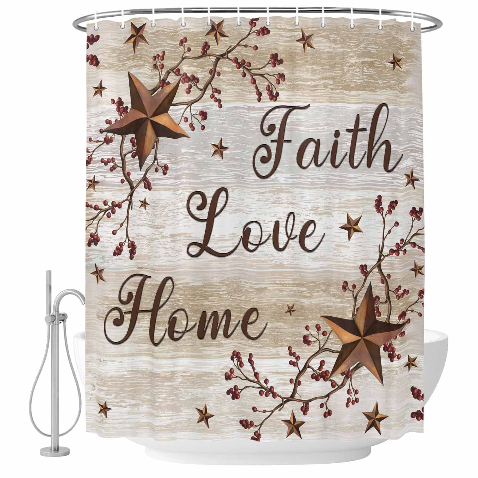 Texas Star Brown Shower Curtain Set - 72" x 78" Washable Bathtub ...