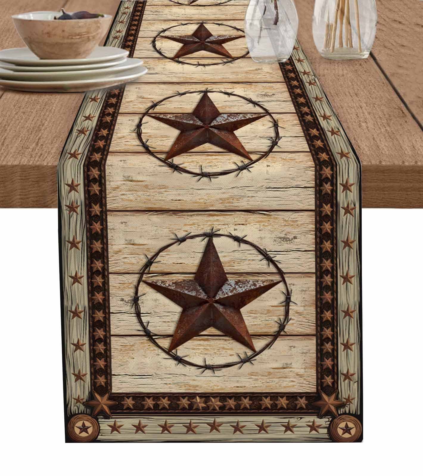 Texas Star Brown Table Runner 72 Inches, Country Star Rustic Vintage ...