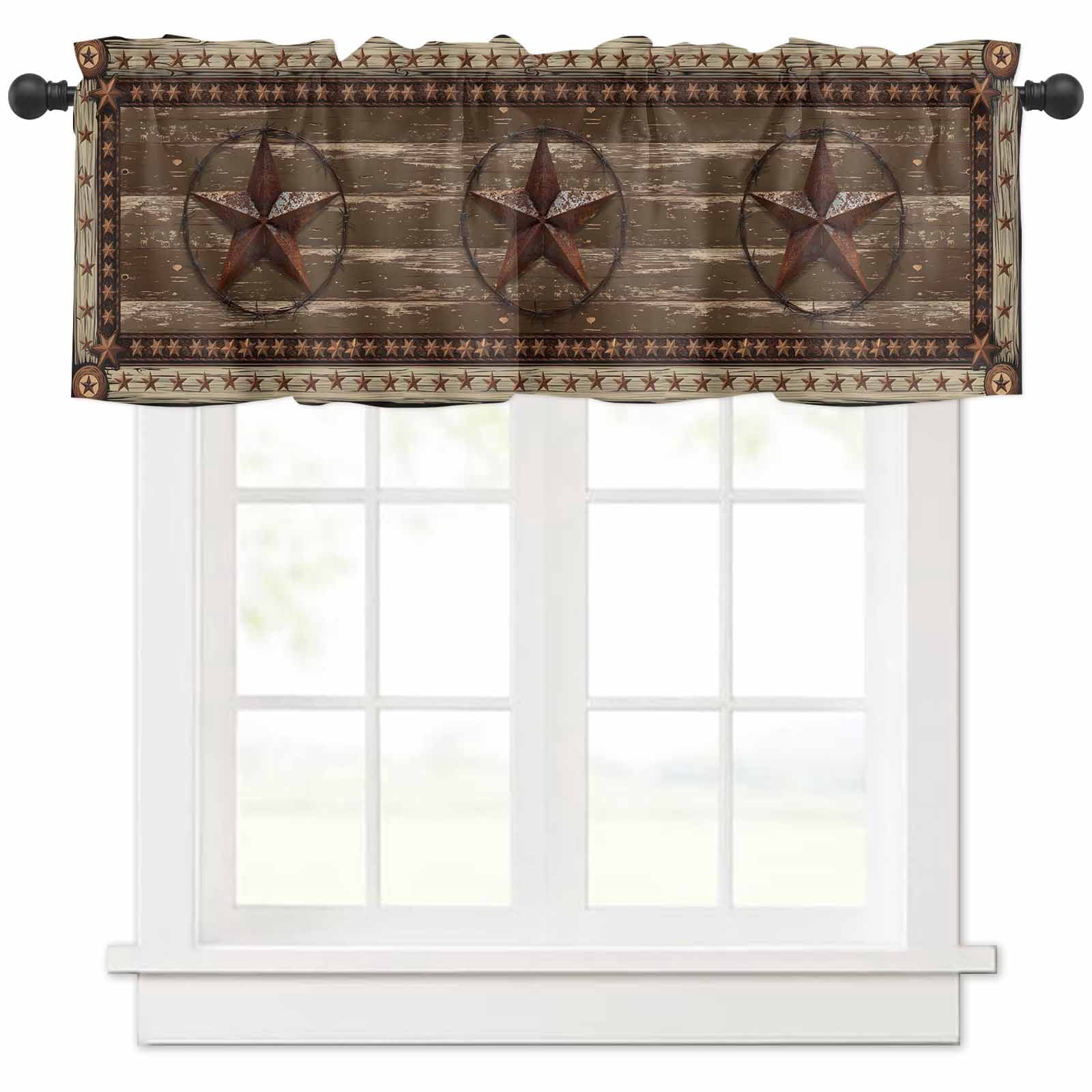 Texas Star Brown Valances for Windows Farmhouse Kitchen Curtains ...