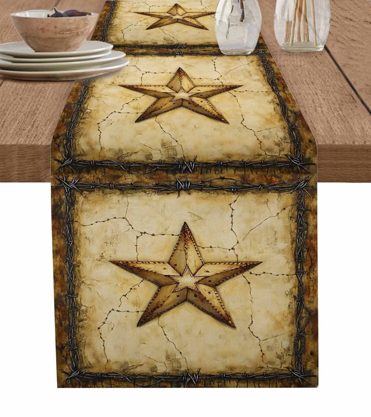 Texas Star Country Table Runner 90 Inches, Western Stars Retro Bed ...