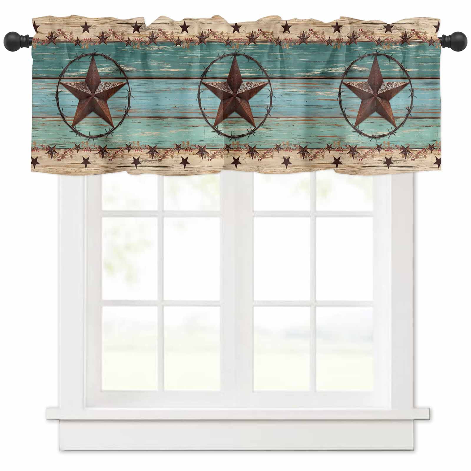 Texas Star Country Valances for Windows Farmhouse Kitchen Curtains ...
