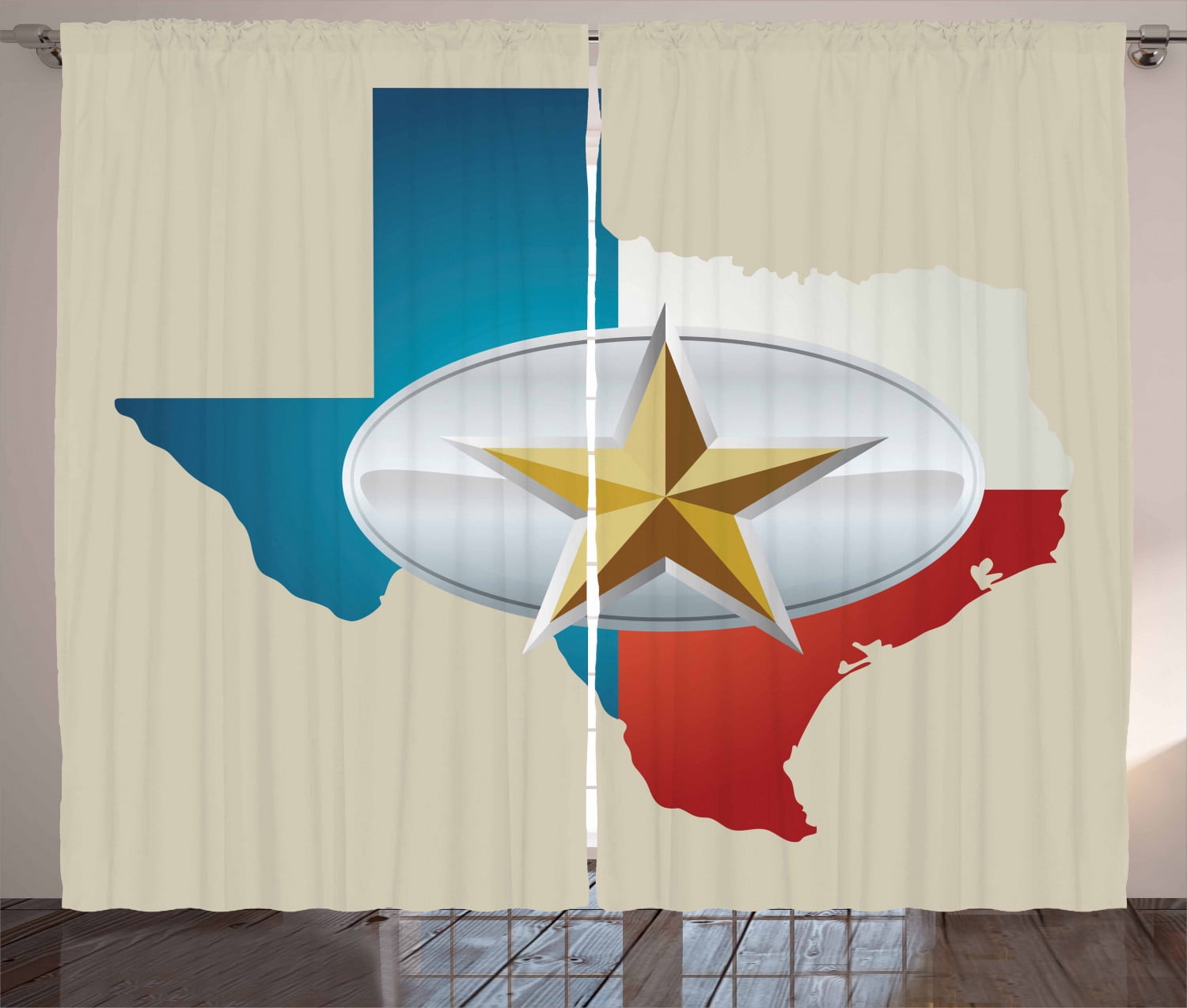 Ambesonne Texas Star Curtains 2 Panel Set, Cowboy Belt Buckle, 108" x ...