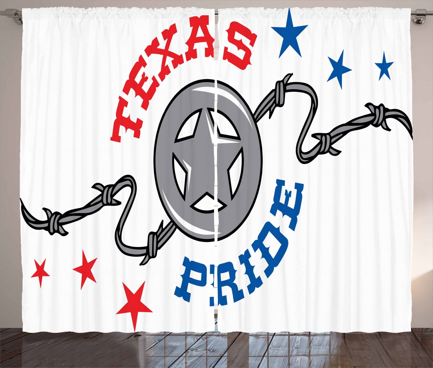 Ambesonne Texas Star Curtains 2 Panel Set, American South Motif, 108" x ...