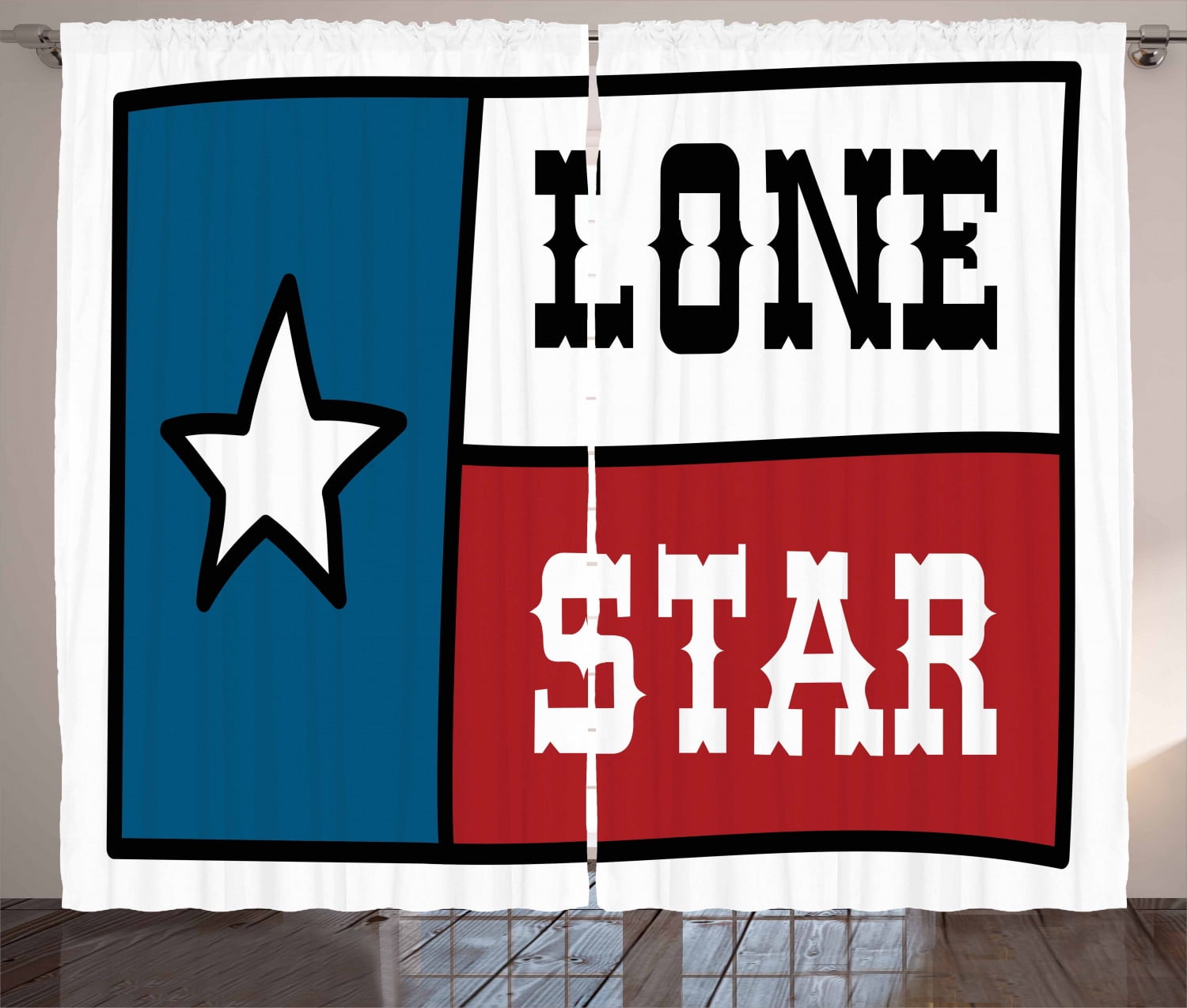 Ambesonne Texas Star Curtains 2 Panel Set, State Flag Design, 108" x 63 ...