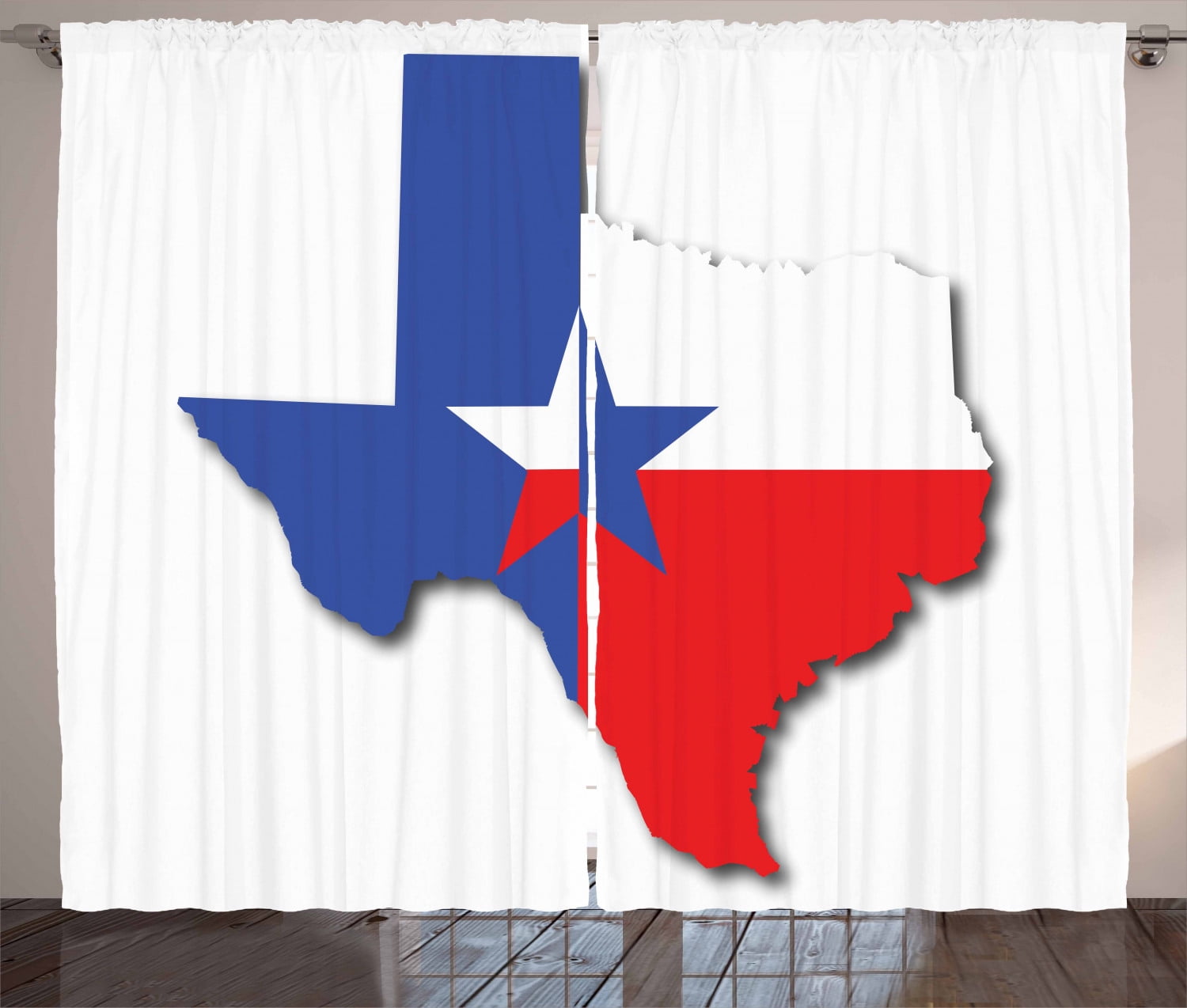 Ambesonne Texas Star Curtains 2 Panel Set, Map Outline Flag, 108" x 96 ...