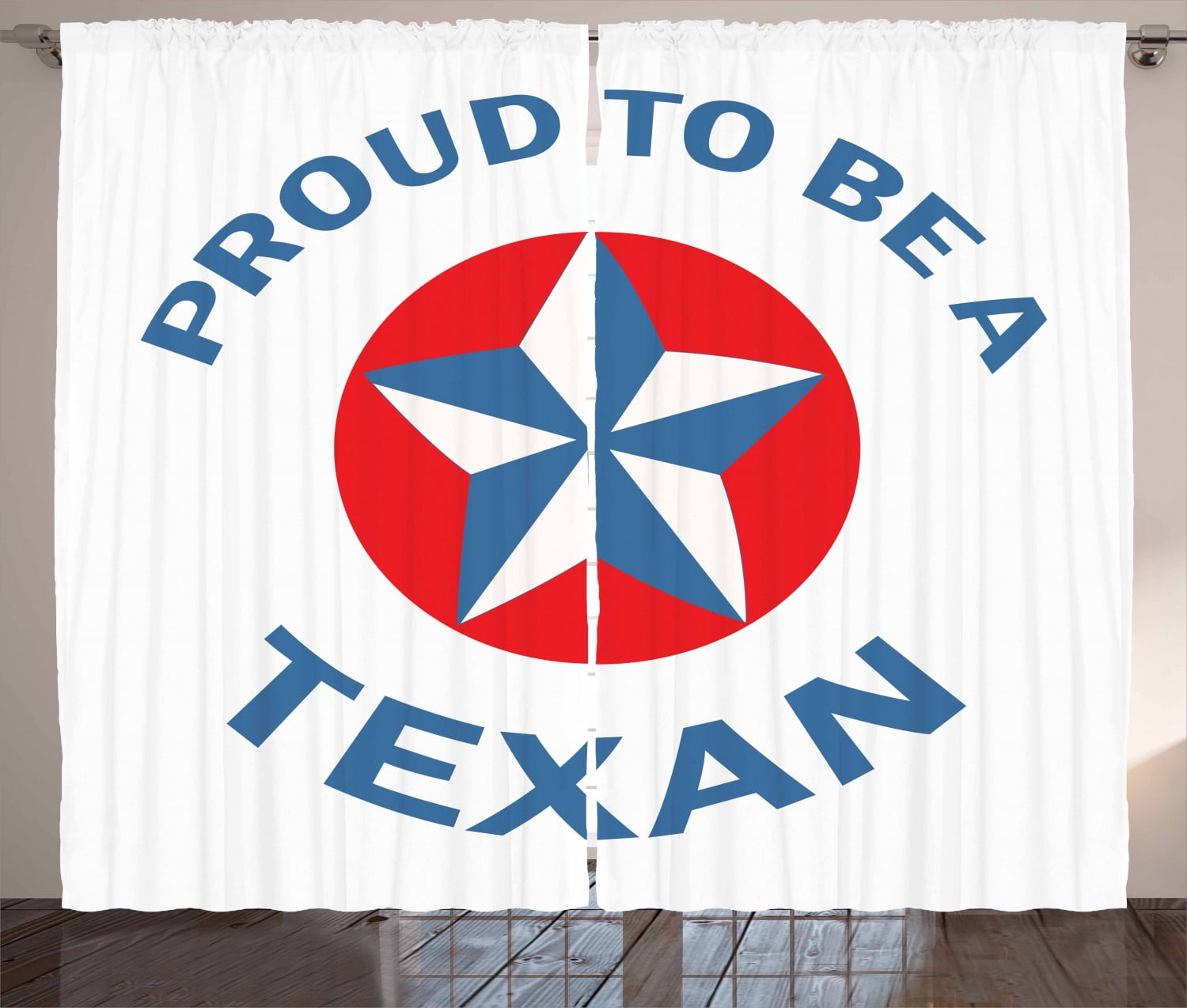 Ambesonne Texas Star Curtains 2 Panel Set, Patriotic Words, 108" x 108 ...
