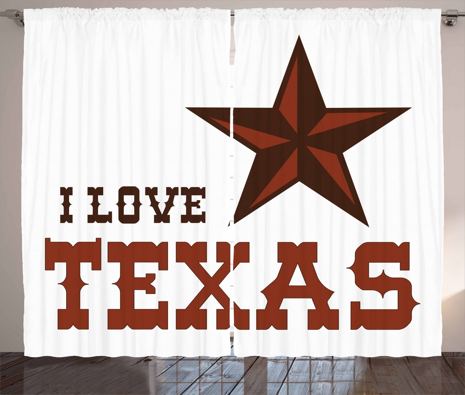 Ambesonne Texas Star Curtains 2 Panel Set, Western Motif Words, 108" x ...