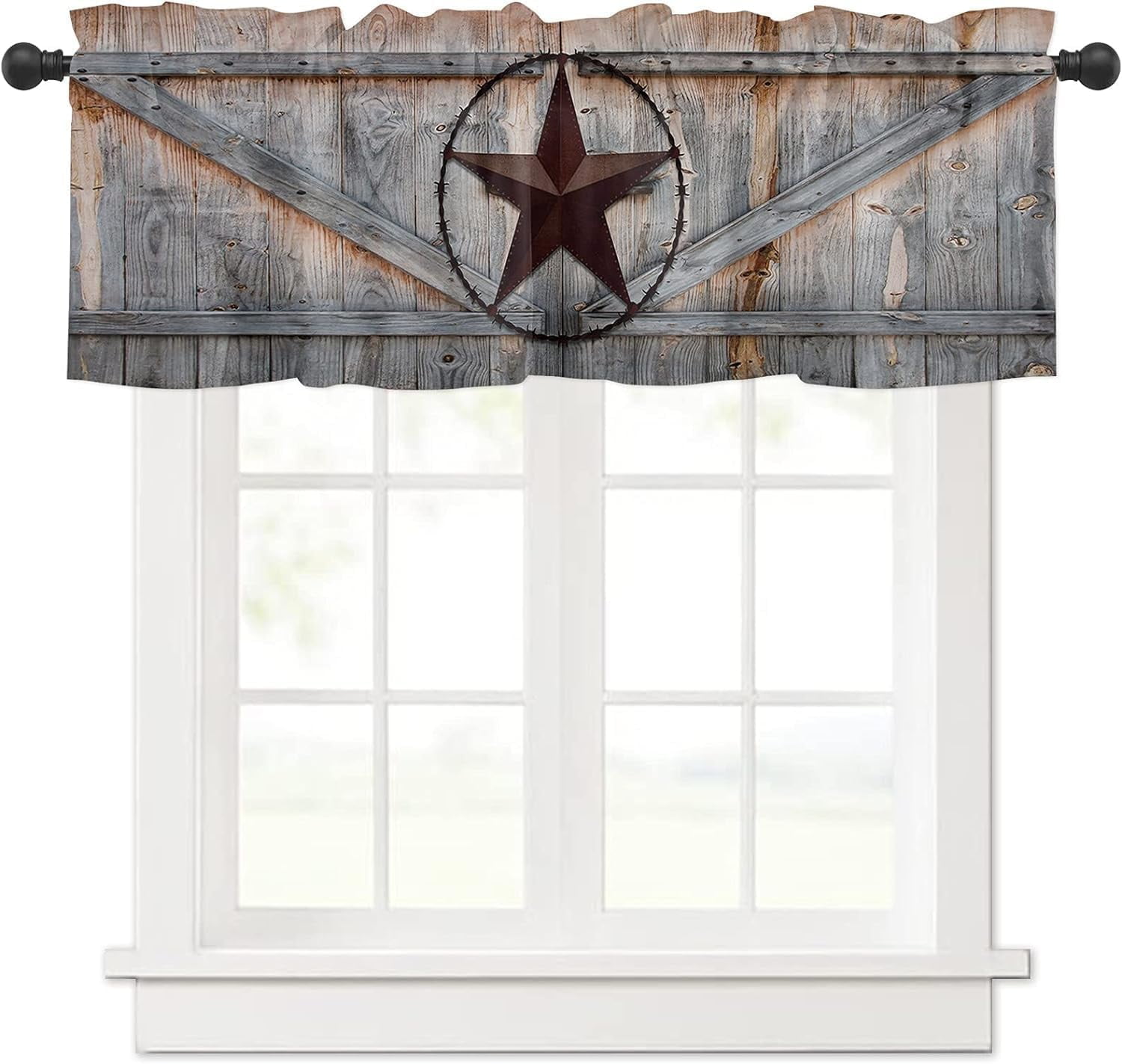 Texas Star Curtains Valance for Kitchen Windows,Western Stars Farm Barn ...