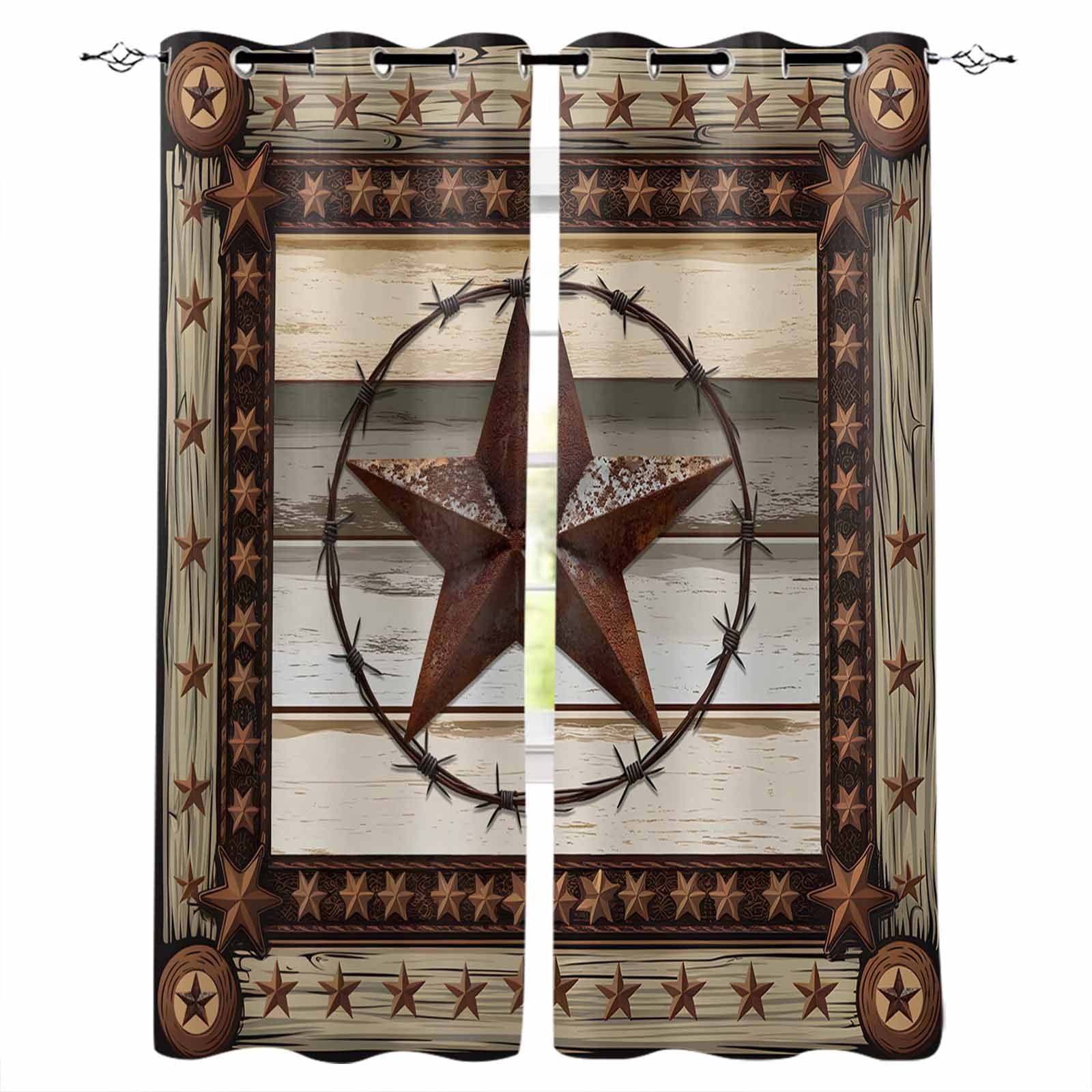 Texas Star Farm Blackout Curtains 84 Inches Long for Bedroom, Vintage ...