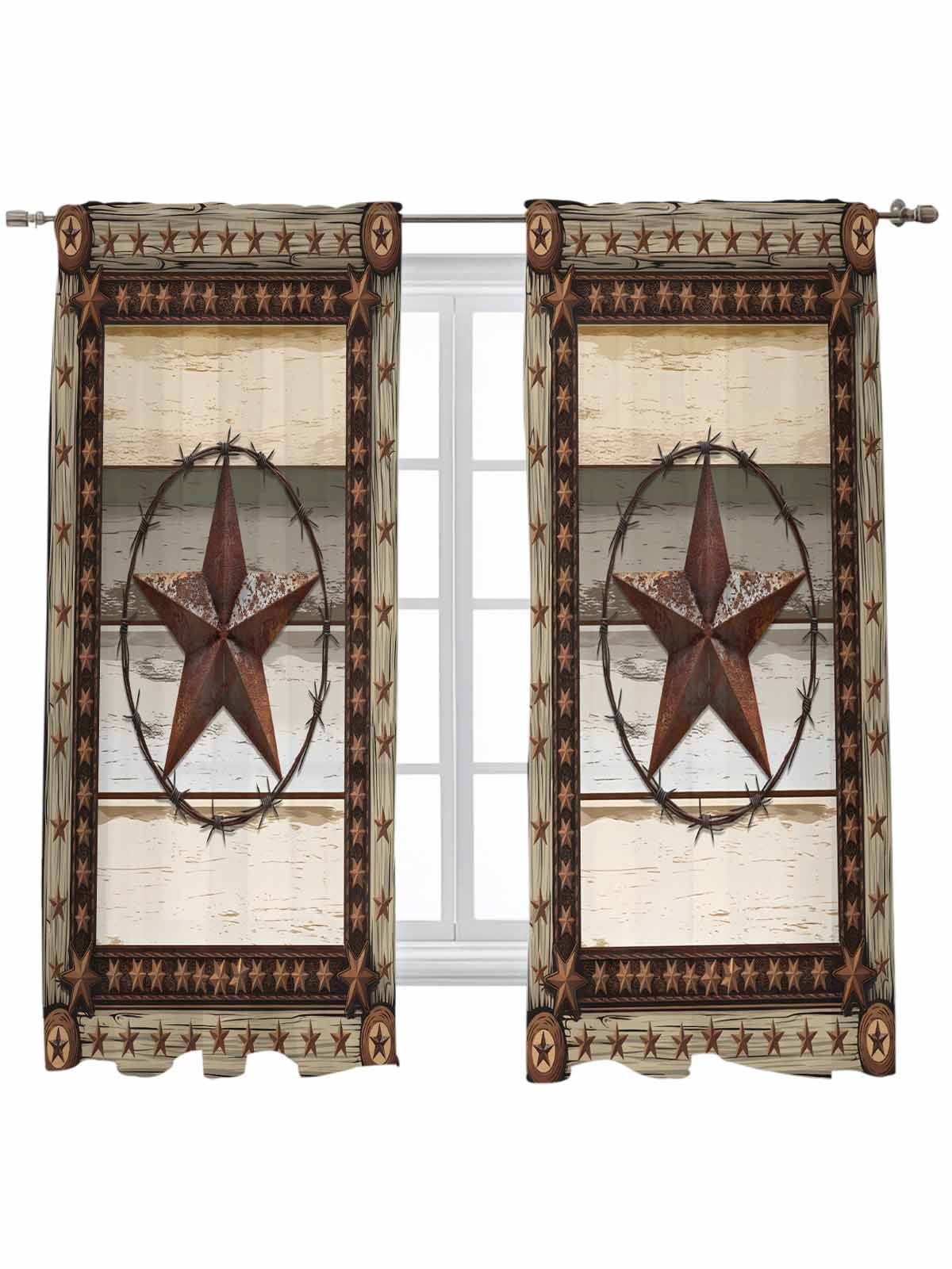 Texas Star Farm Curtains 63 Inch Length, Sheer Curtains for Bedroom ...