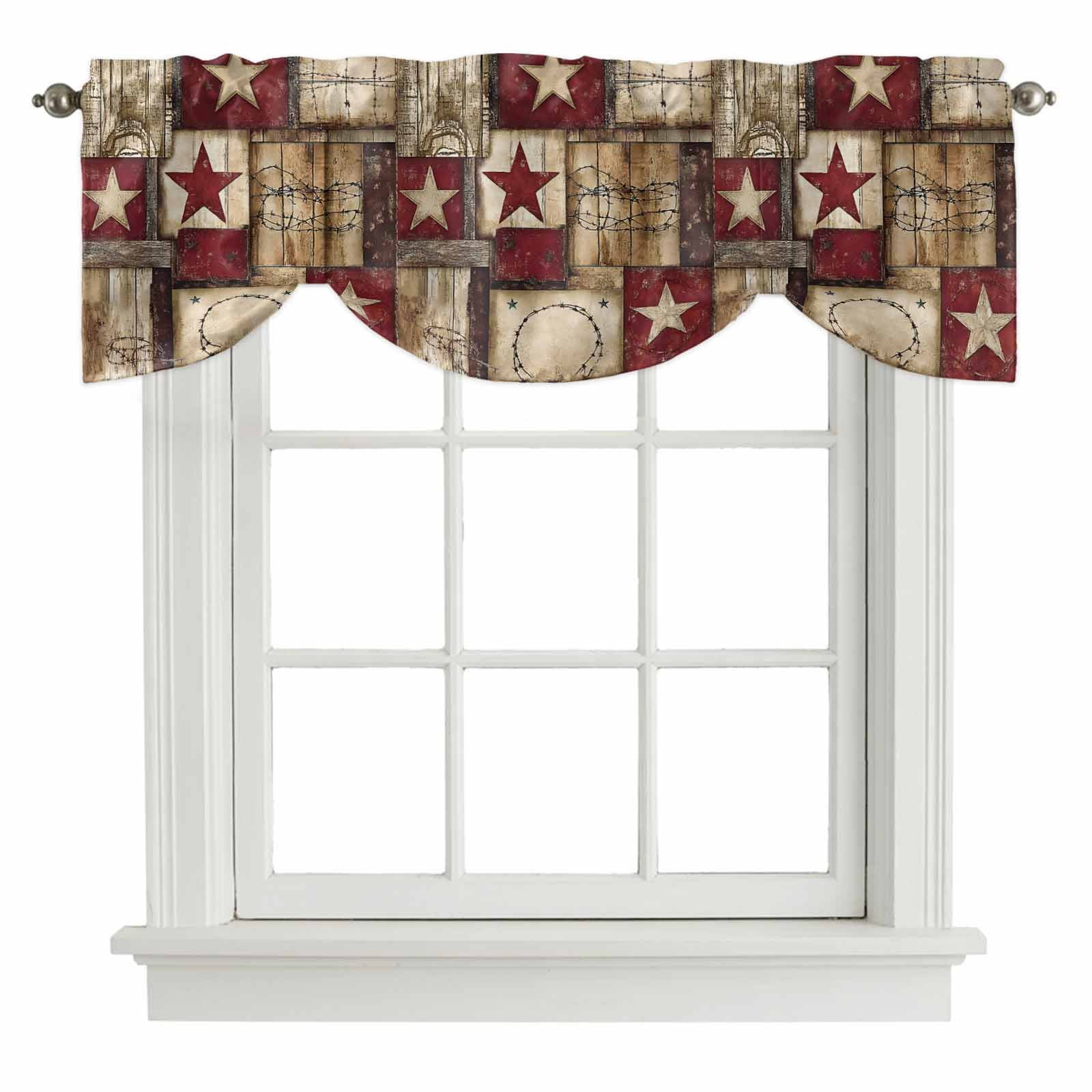 Texas Star Farm Tie Up Valance Curtains for Windows, Kitchen Curtains ...