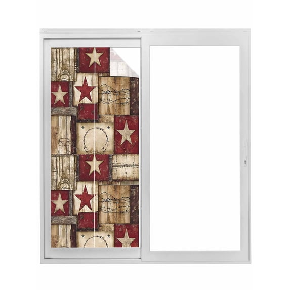 Texas Star Farm Window Privacy Film, Country Wood Grain Vintage Western ...