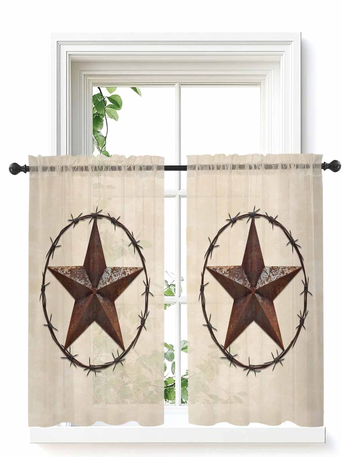 Texas Star Farmhouse Curtains 54 Inch Length, Sheer Curtains for ...