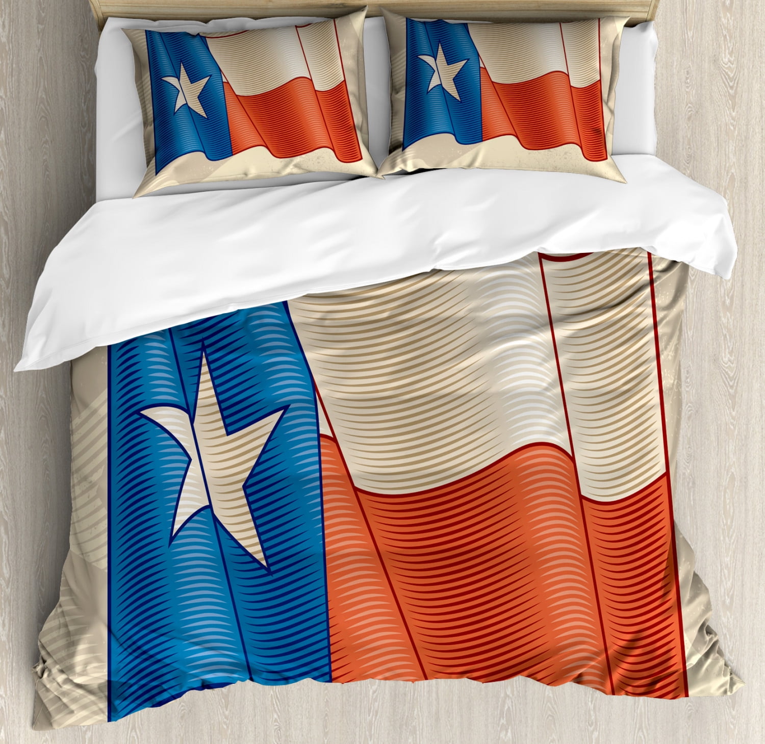 Texas Star Queen Size Duvet Cover Set, Flapping Texan Flag Lone Star ...