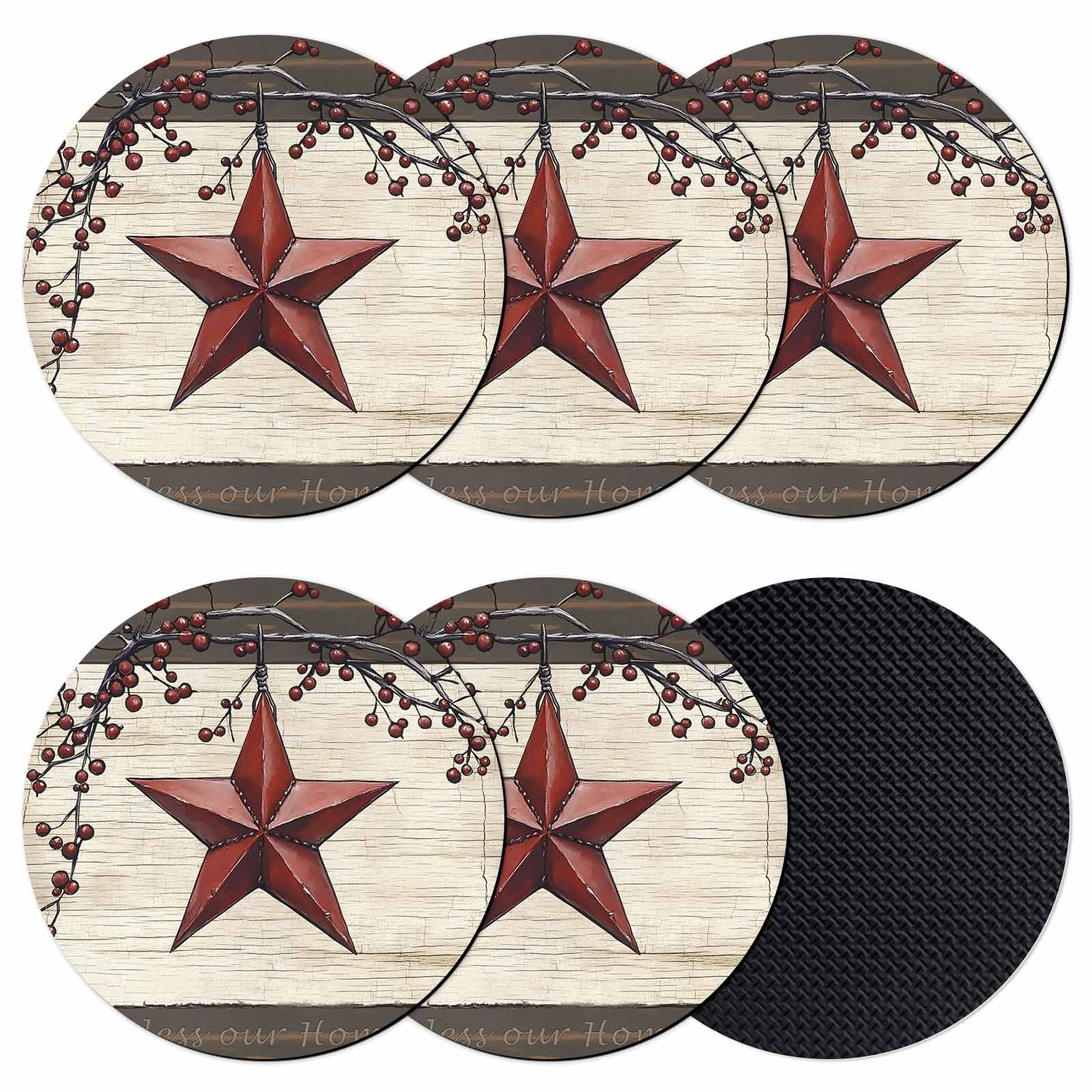 Texas Star Red Coasters Set of 6, Absorbent Coasters for Drinks ...