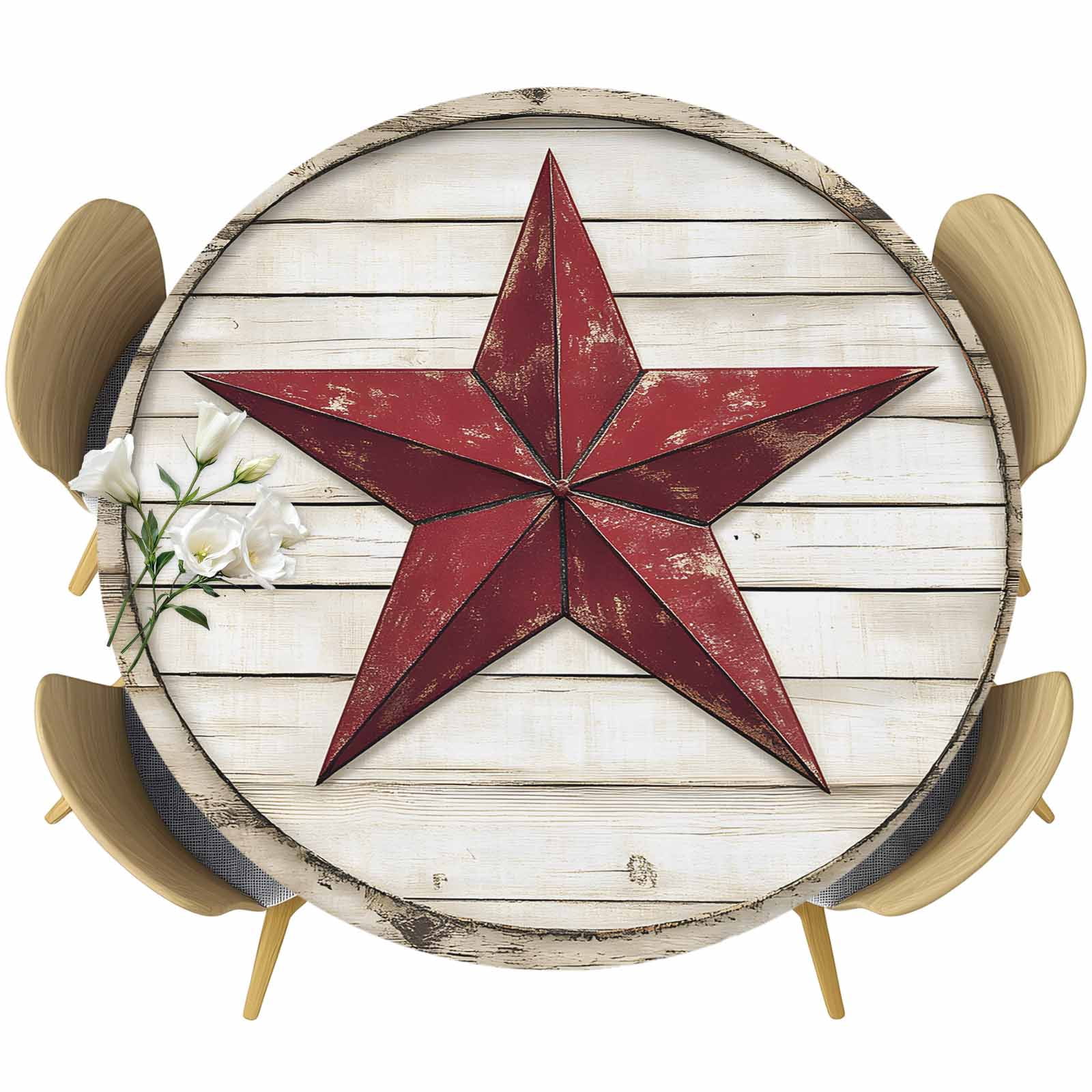 Texas Star Red Round Tablecloth 36-44 Inch Round Fitted Table Cloth ...