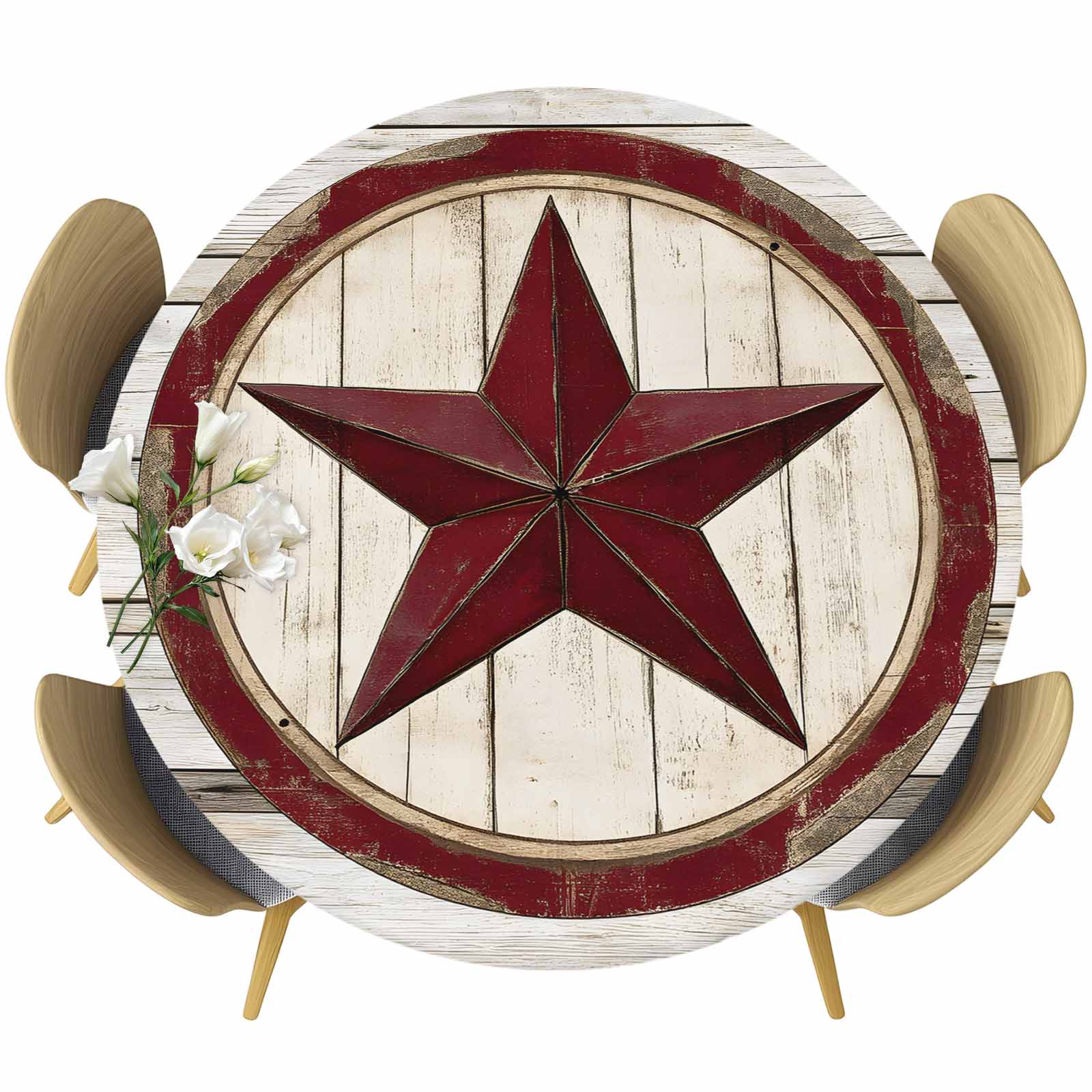 Texas Star Retro Round Tablecloth 36-44 Inch Round Fitted Table Cloth ...