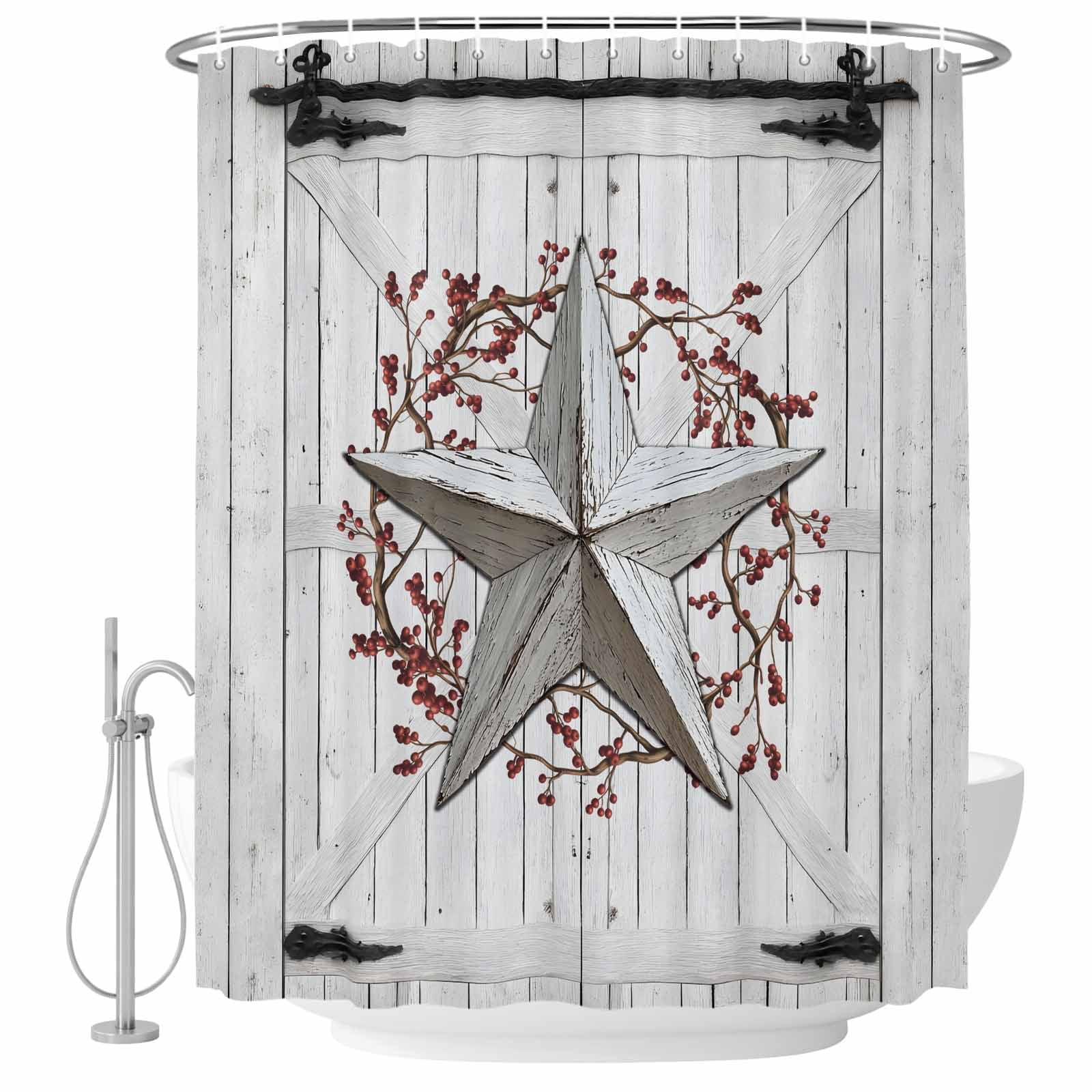 Texas Star Retro Shower Curtain Set - Long 72" x 84" Washable Bathtub ...